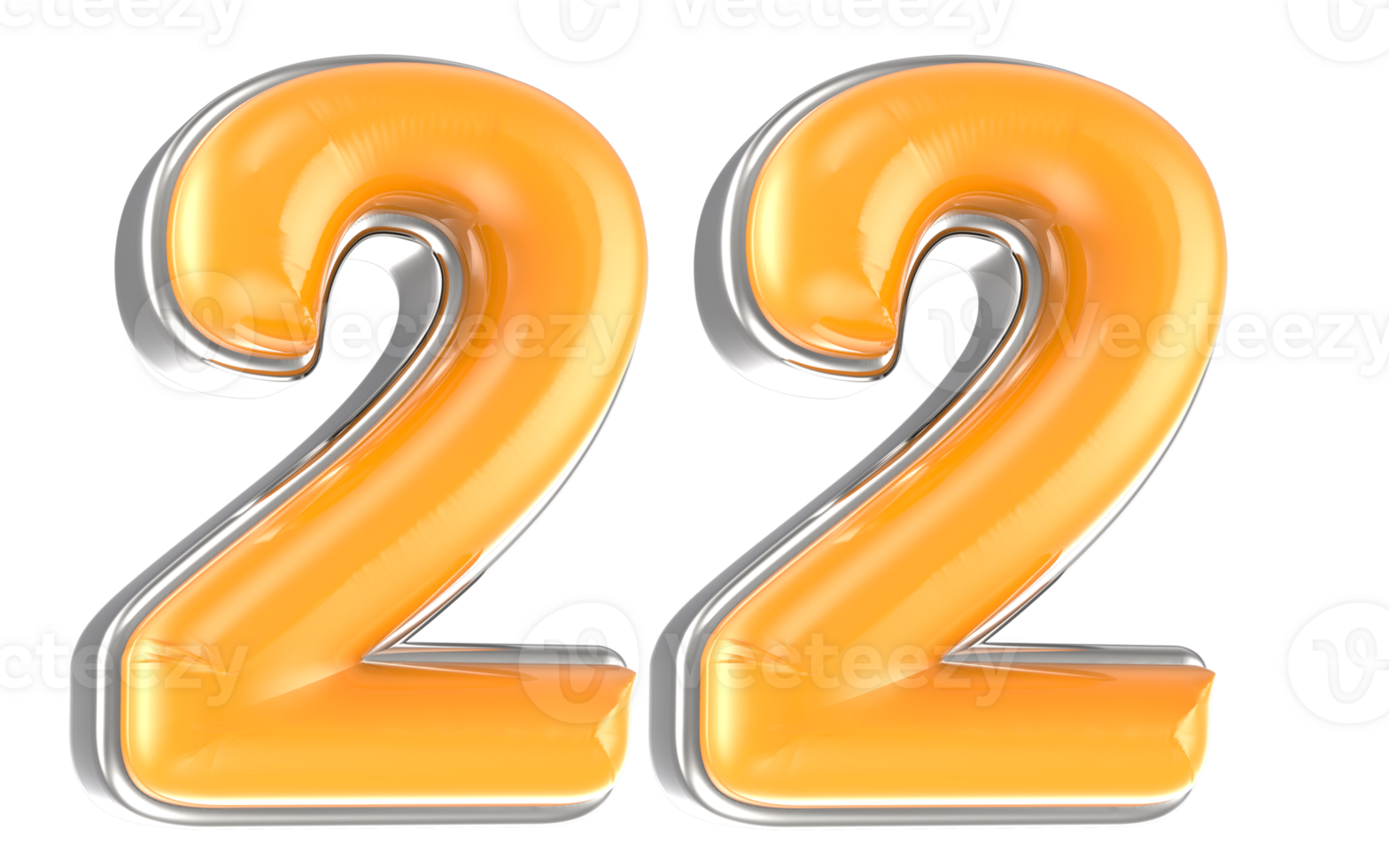 White And Yellow Number 22 3D Render 51805184 PNG