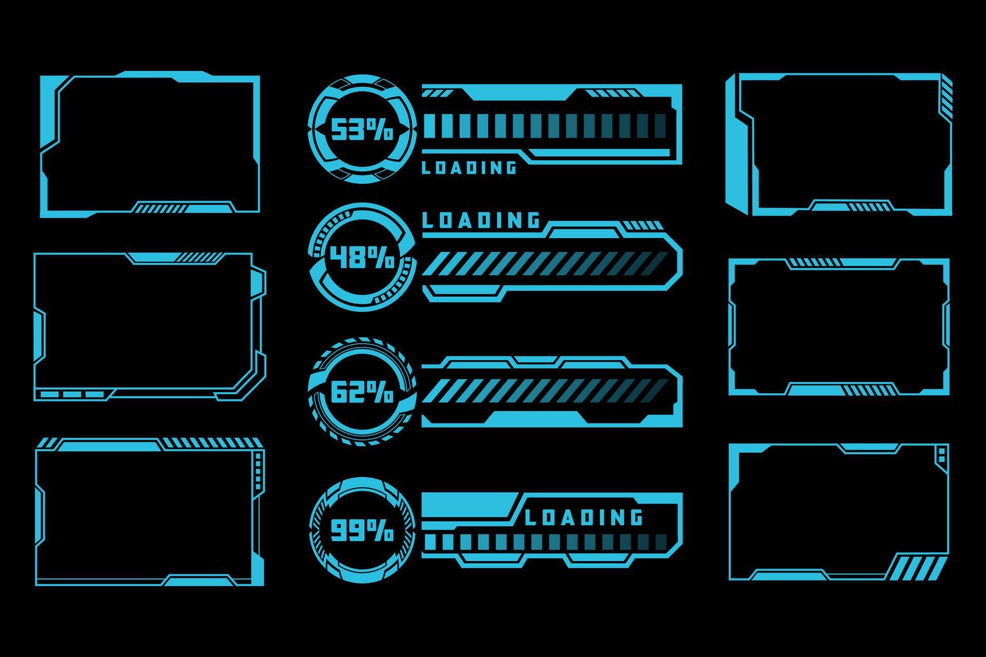 Futuristic Blue Loading Bars and Frames Hud Elements. High Tech Holographic Interface 51806273 ...