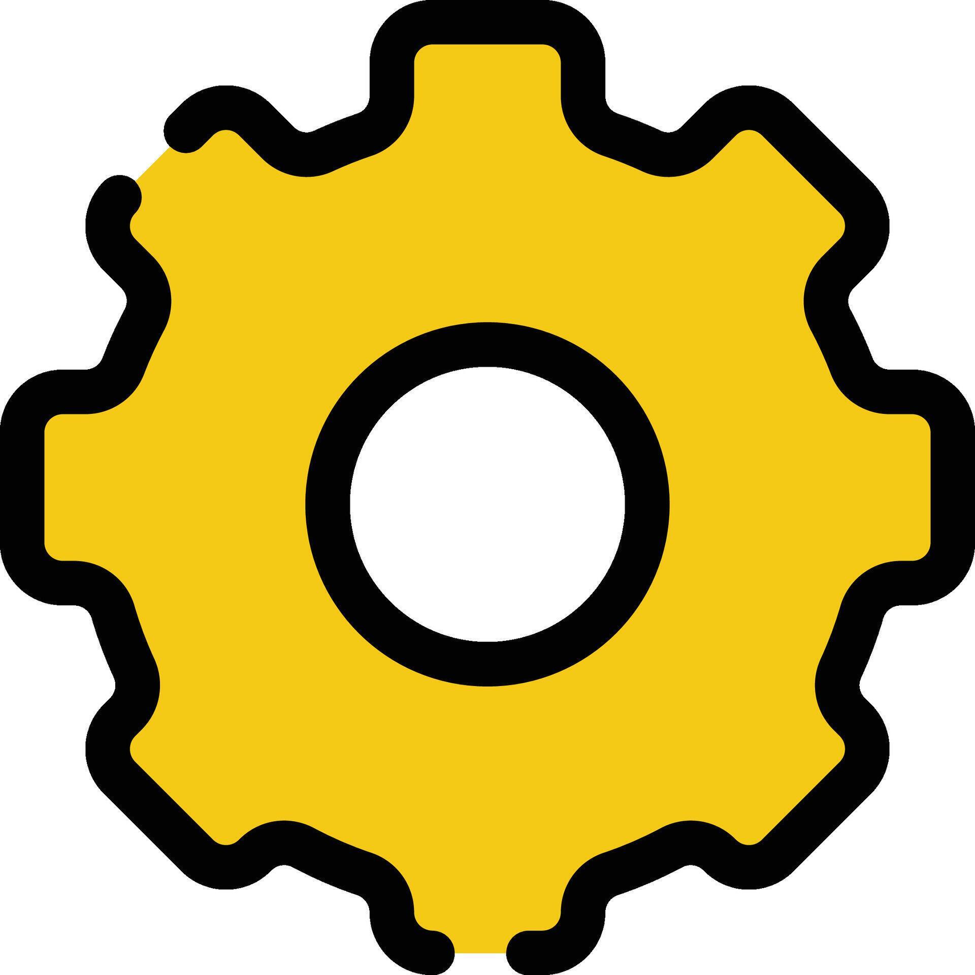Settings Gear Yellow Icon with Black Outline Isolated on White Background 51809378 Vector Art at ...