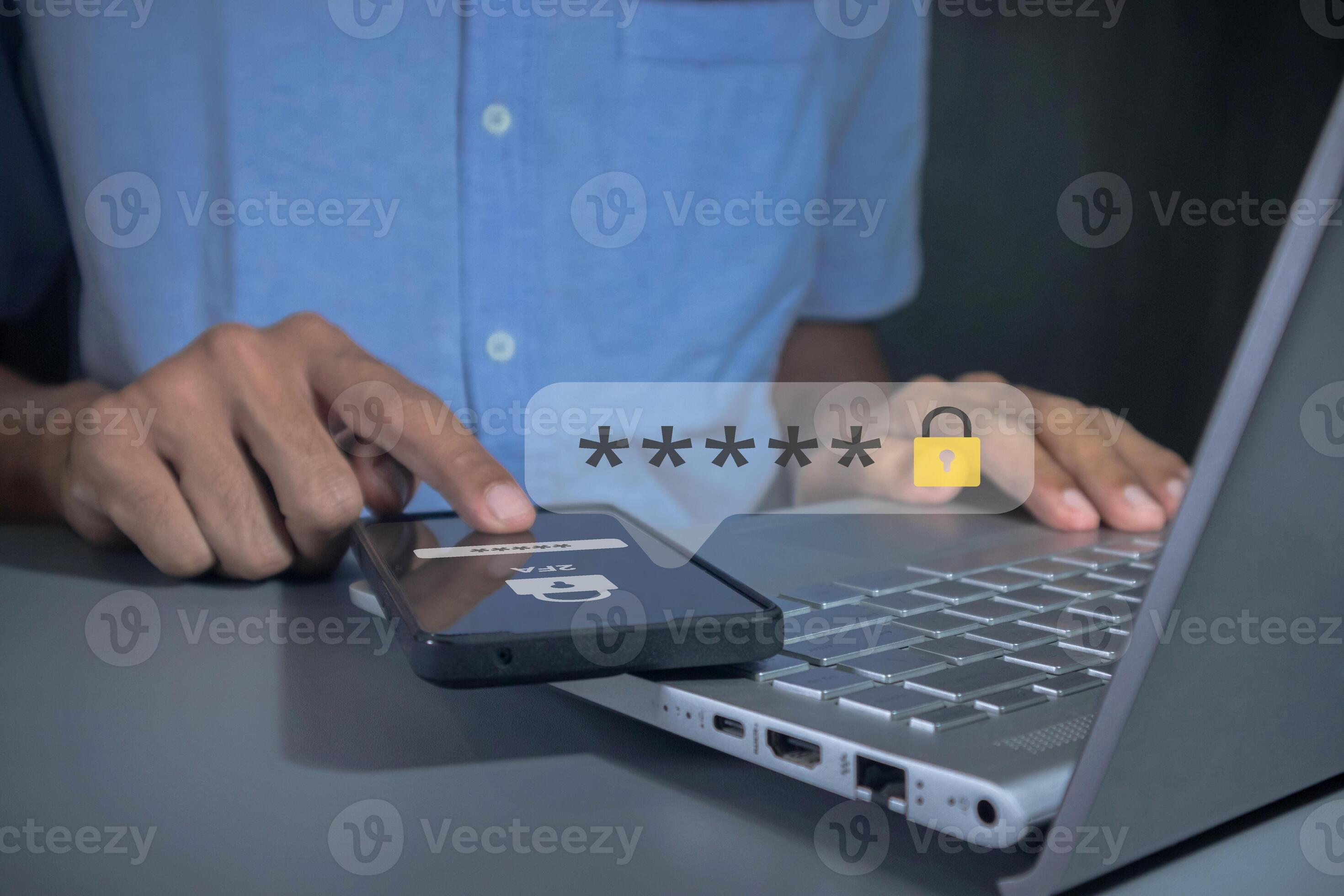 Man Using Smartphone To Login For Validate Password To Two Step Authentication Encrypted Data