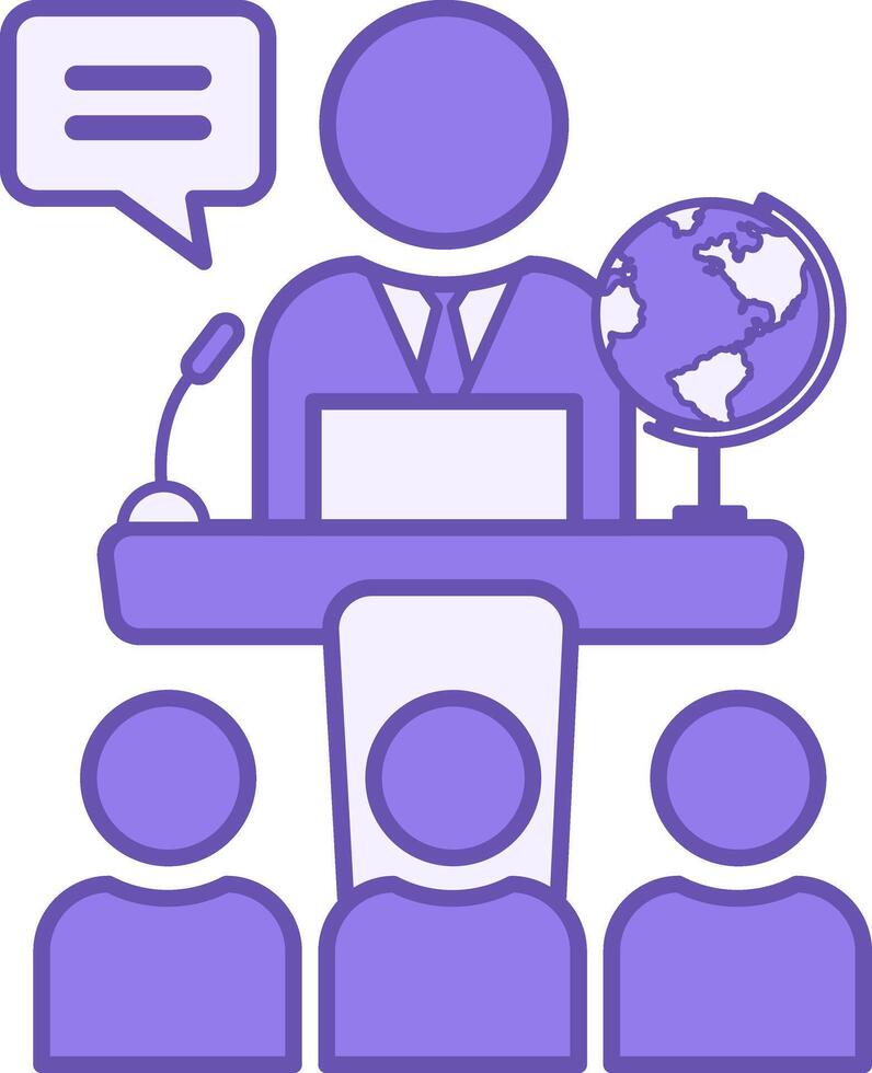 Lecture Color Icon. Teacher on the Tribune Gives a Lecture to Students ...