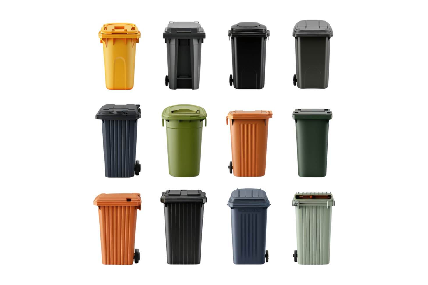 A collection of different colored trash cans 51814195 PNG A collection of different colored trash cans 51814195 PNG