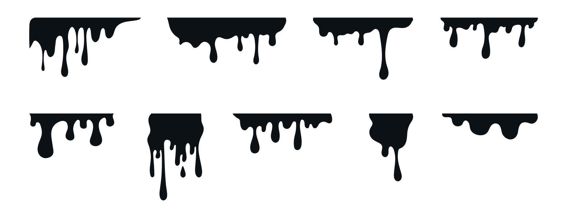 Hand drawn black flowing blood or paint splash set. Blood stains ... Hand drawn black flowing blood or paint splash set. Blood stains ...