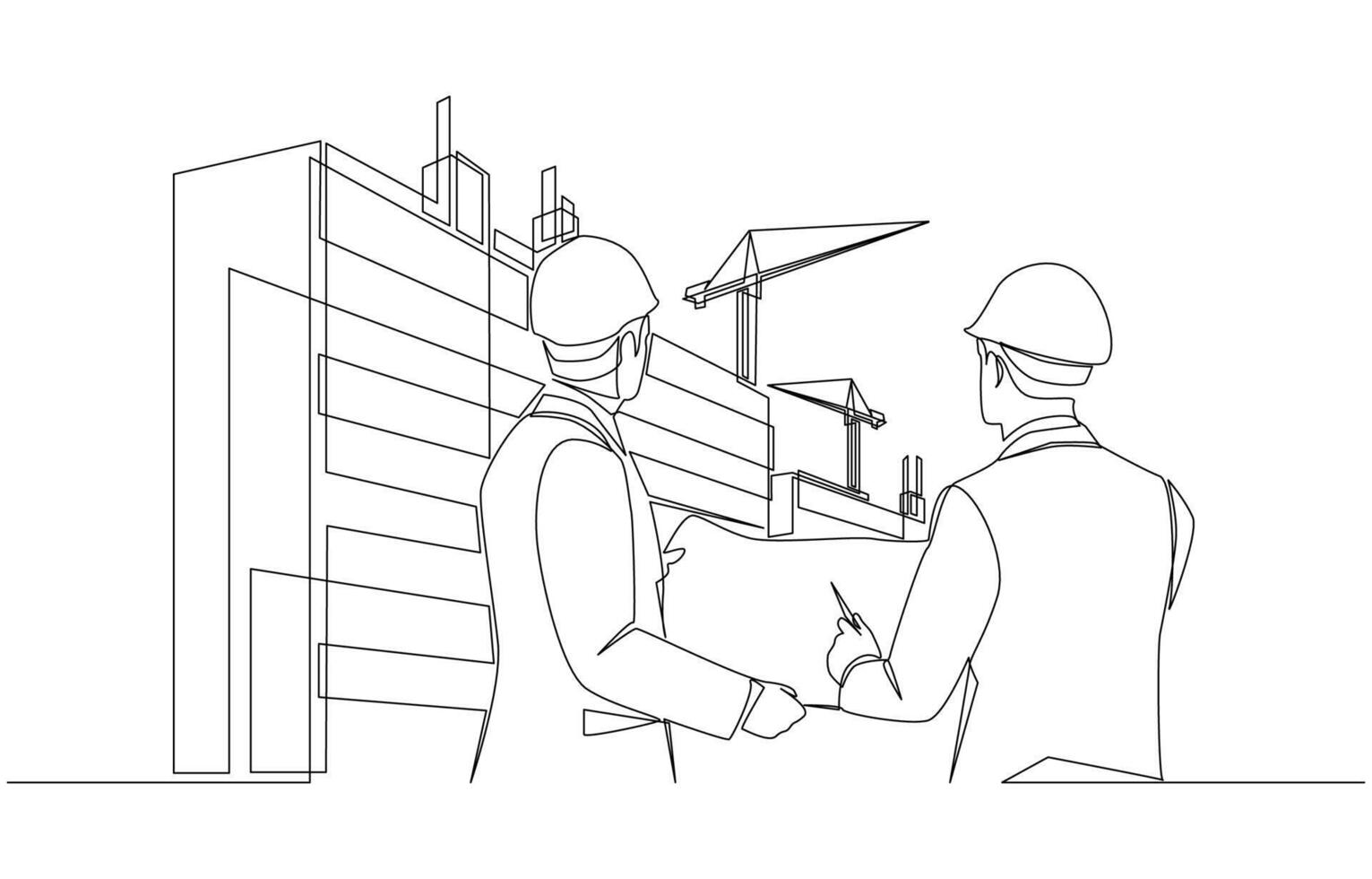 Building Construction Line Drawing Vector Art, Icons, and Graphics for ...