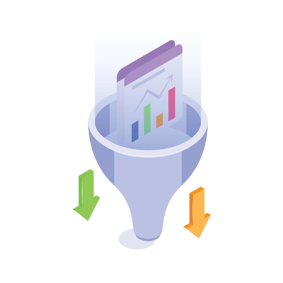 A Funnel Filtering Data With Arrows Symbolizing Input And Output 51826287 Vector Art At Vecteezy