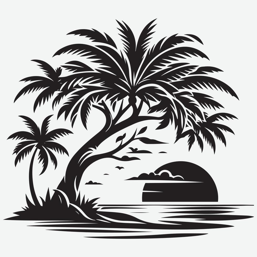 Unique tropical palm tree illustration ideal for beach lifestyle ... Unique tropical palm tree illustration ideal for beach lifestyle ...