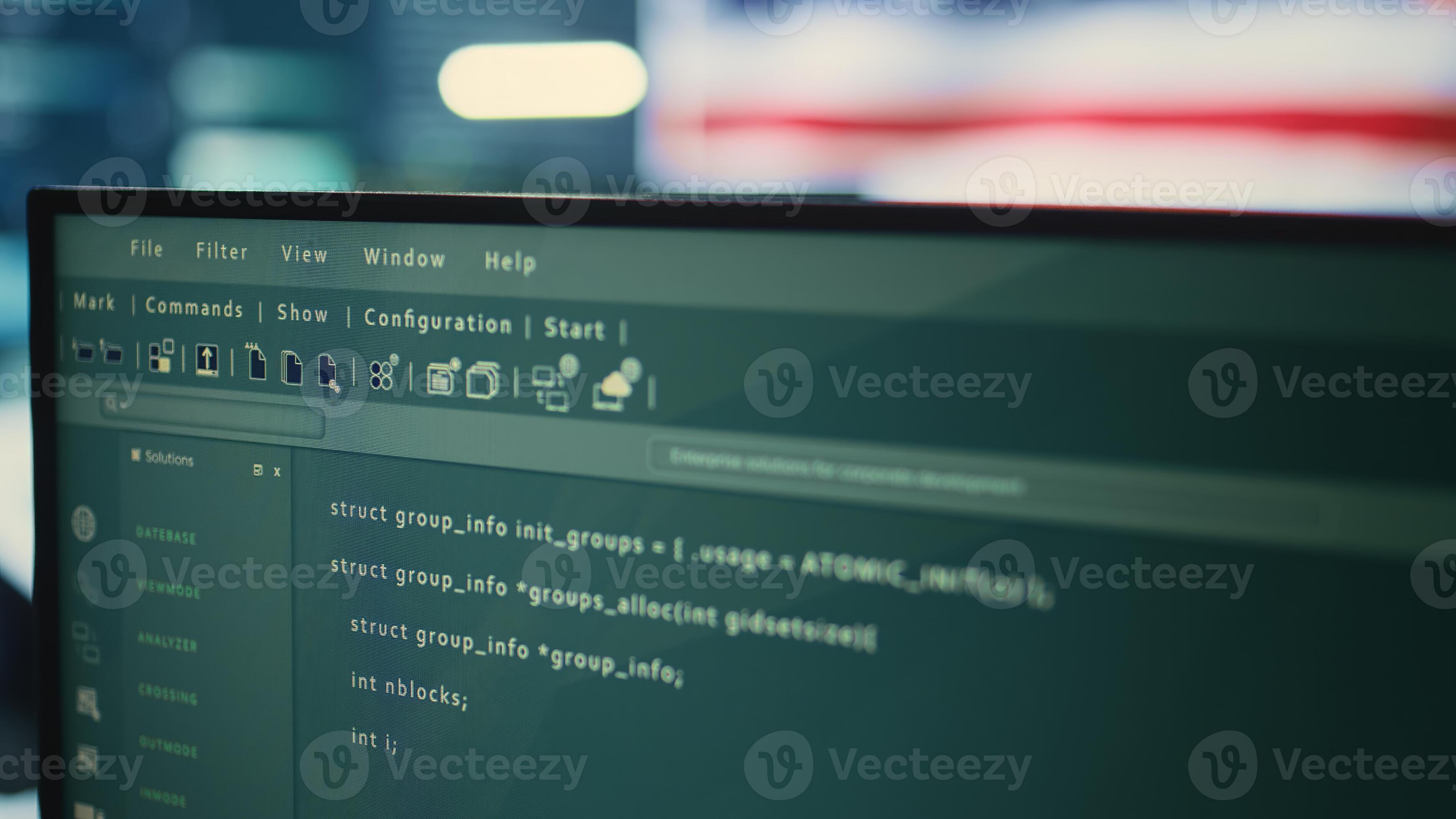 Cyber Intelligence And Secure Operations Center With Usa Flag On Big Screen Highlighting