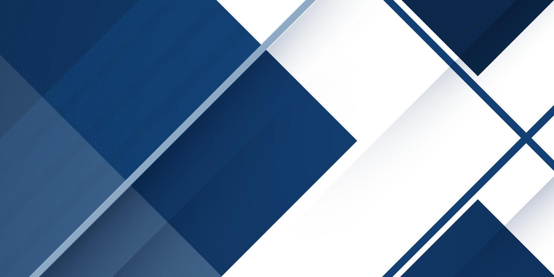 Blue background with overlap square shape and shadow. Dark blue shapes pattern on white ...