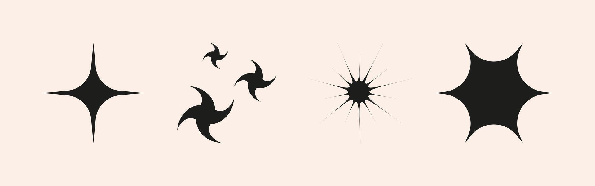 Set of shiny sparkle, swirl, stars, sun shape. Abstract explosion, glow and blink effects for ...