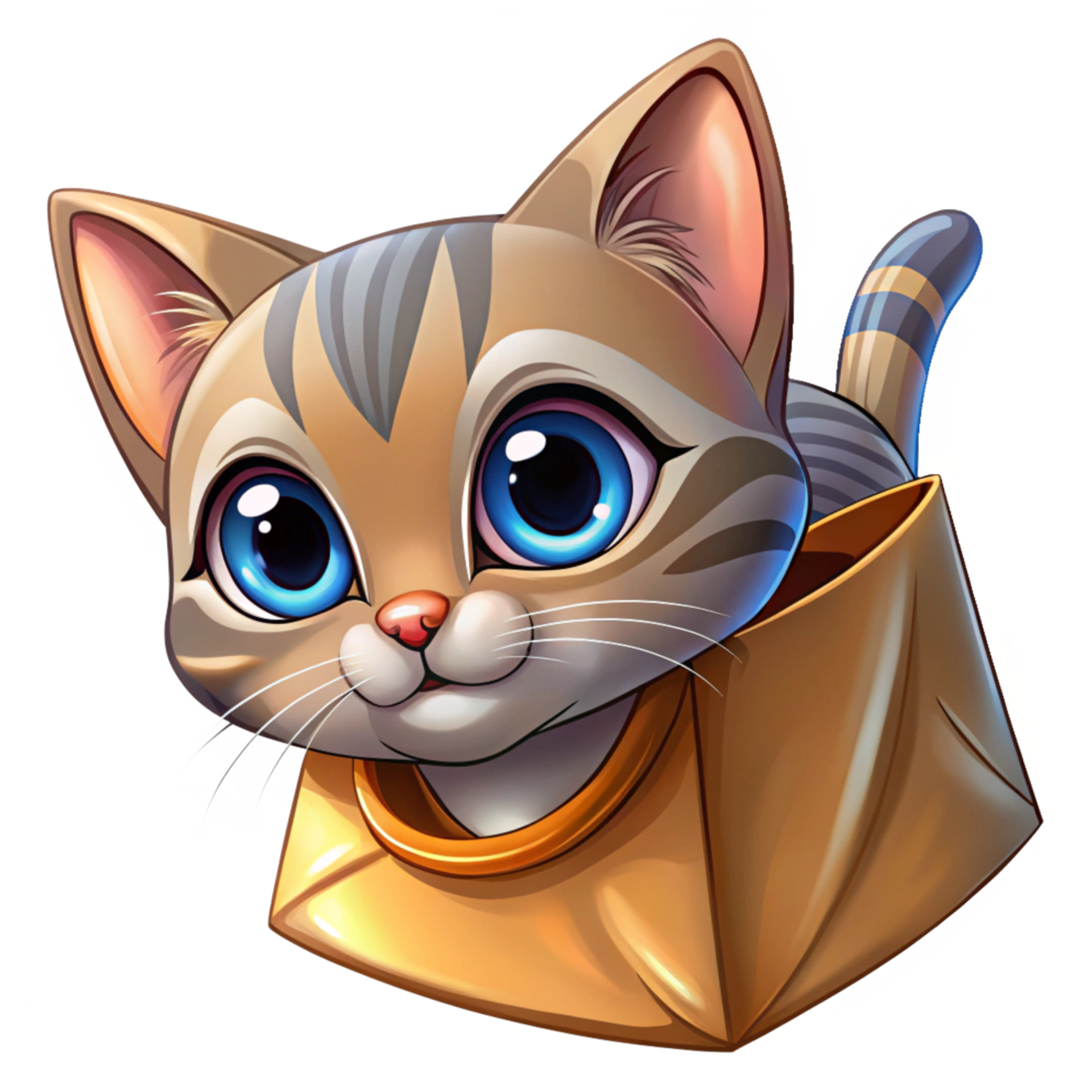 Kitten's Tiny Head Peeking Out of Paper Bag 51868894 PNG