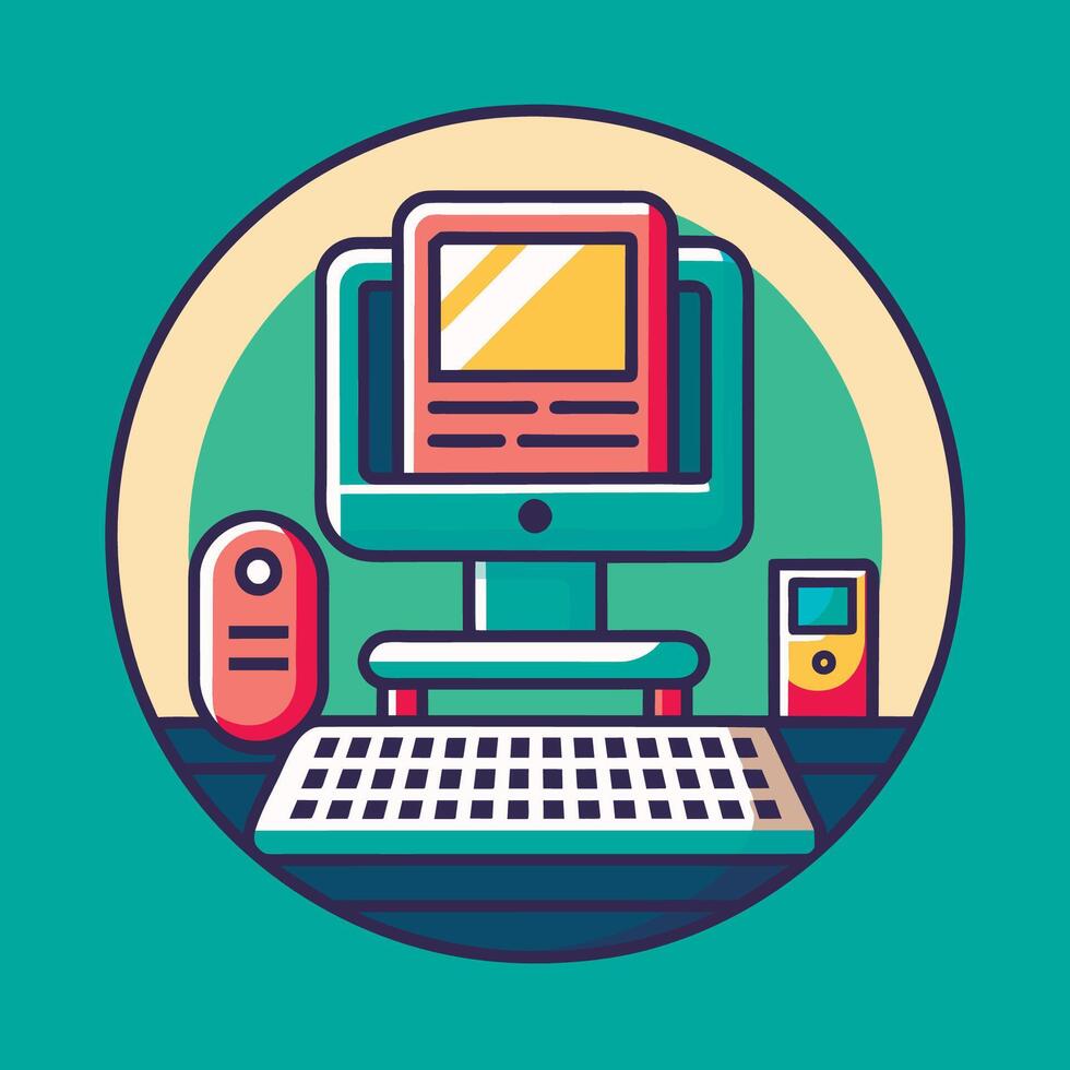 Computer icon with keyboard, mouse and monitor 51869975 Vector Art at ...