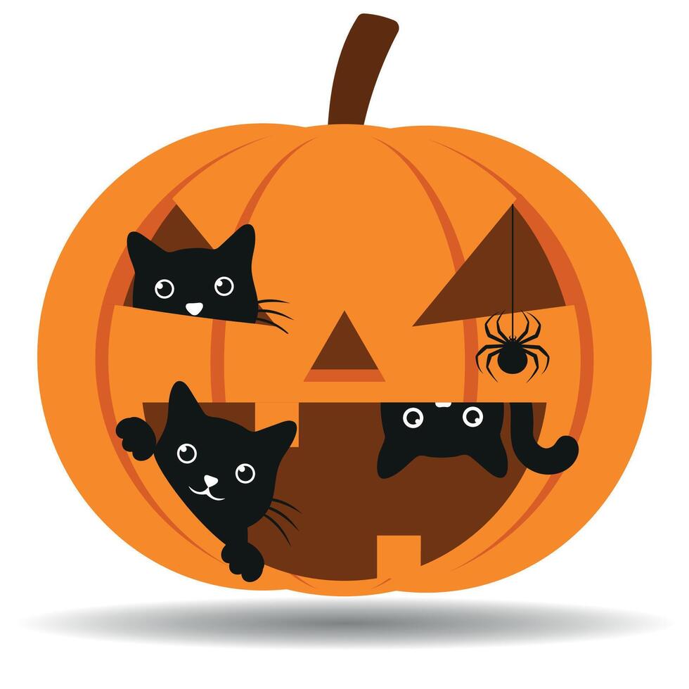 Halloween pumpkin with cute black cats 51877852 Vector Art at Vecteezy