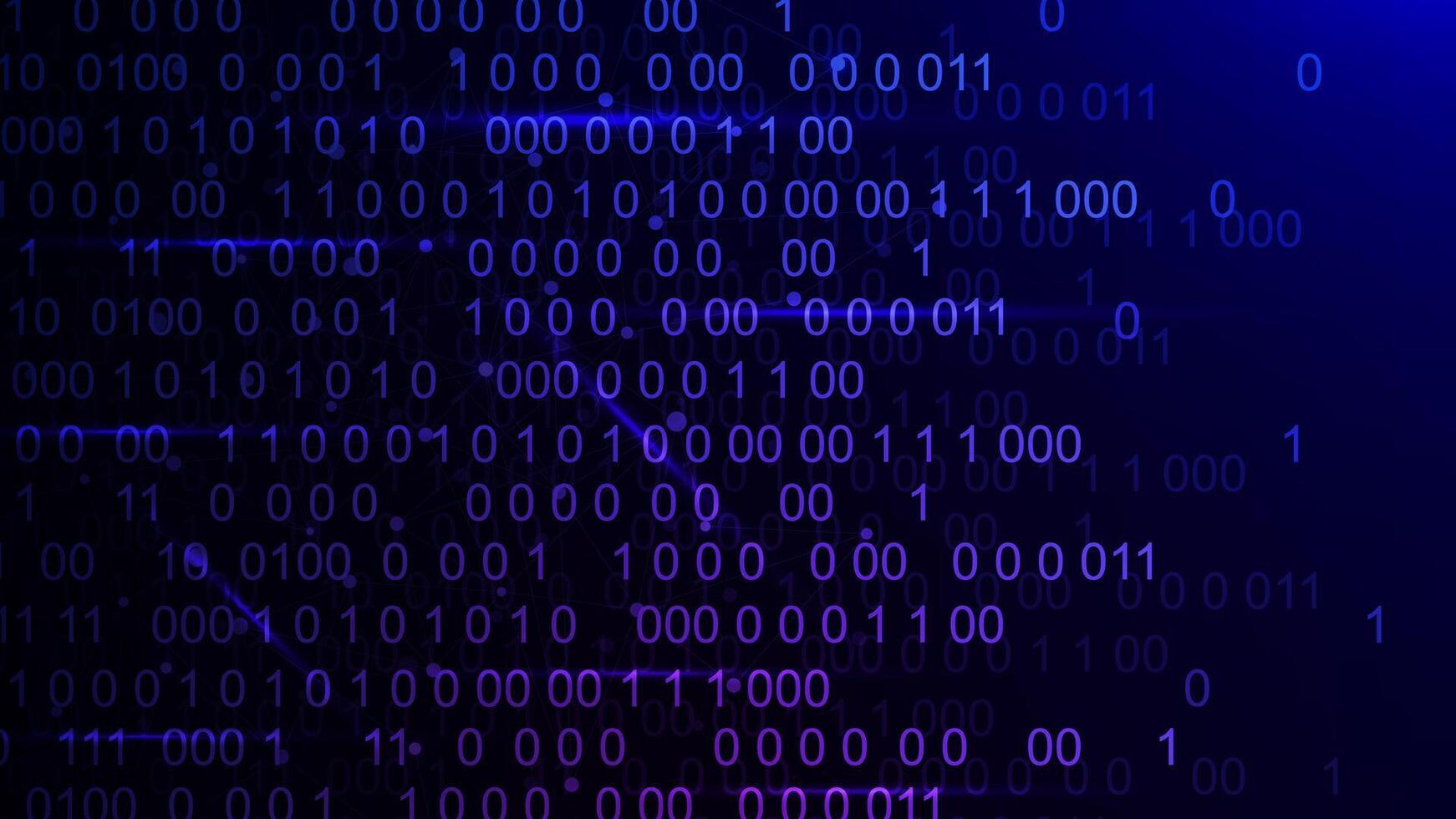 Futuristic modern high technology with binary code, connecting dots lines and wave flow on dark ...