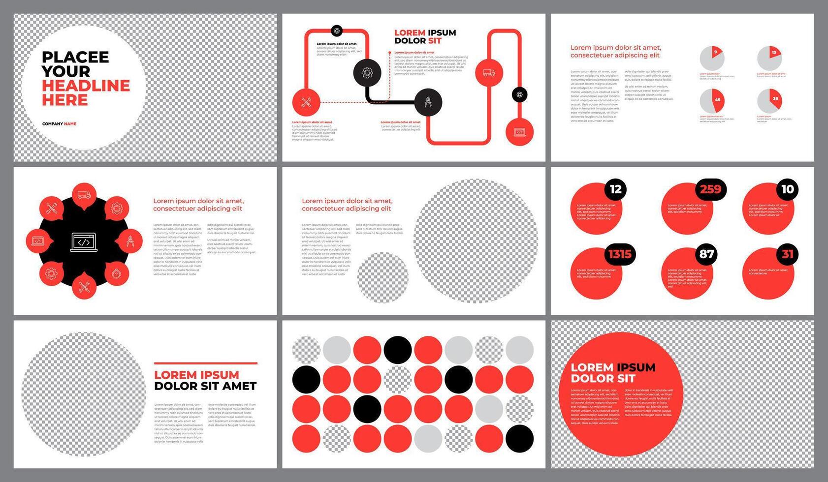 Red presentation Template design. Business data graphs. financial and marketing charts. 51895371 ...