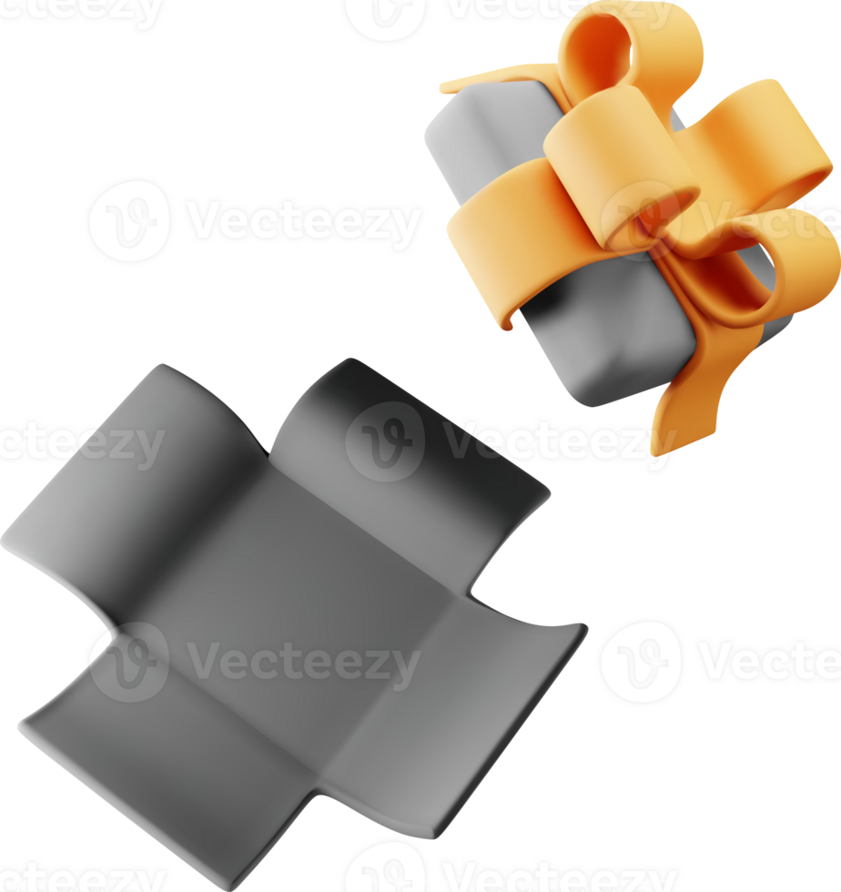 3d Open T Box With Bow Icon Black 51899870 Png