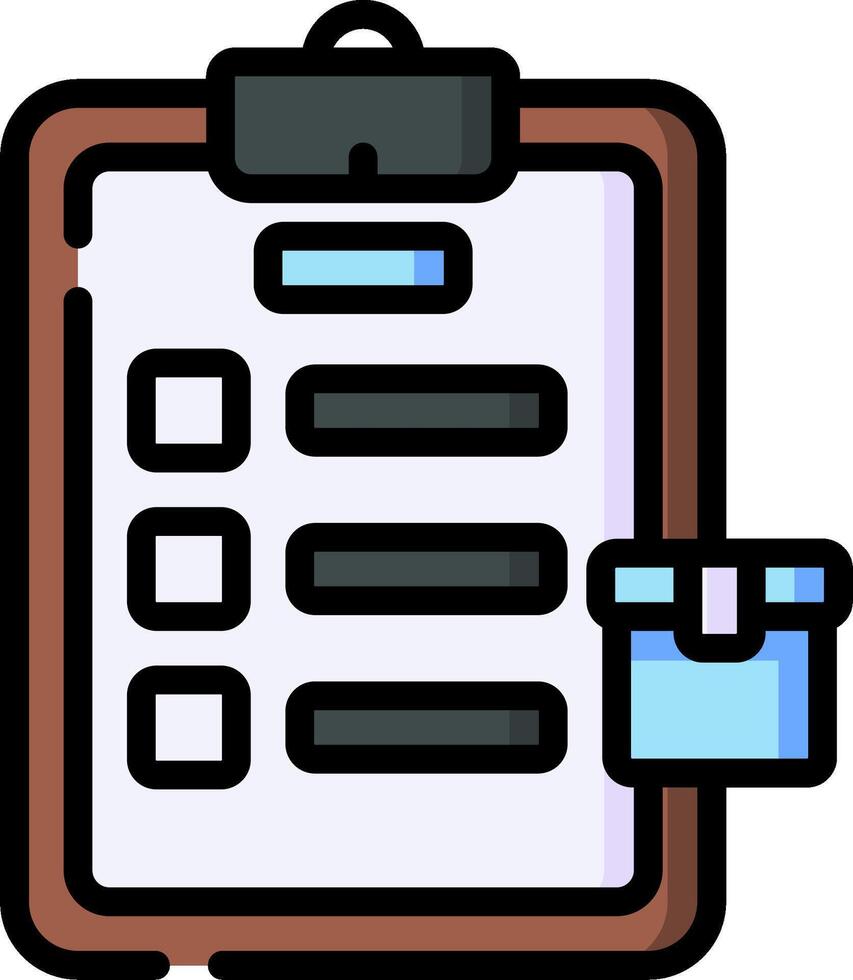 A clipboard with a check list and a box 51939606 Vector Art at Vecteezy