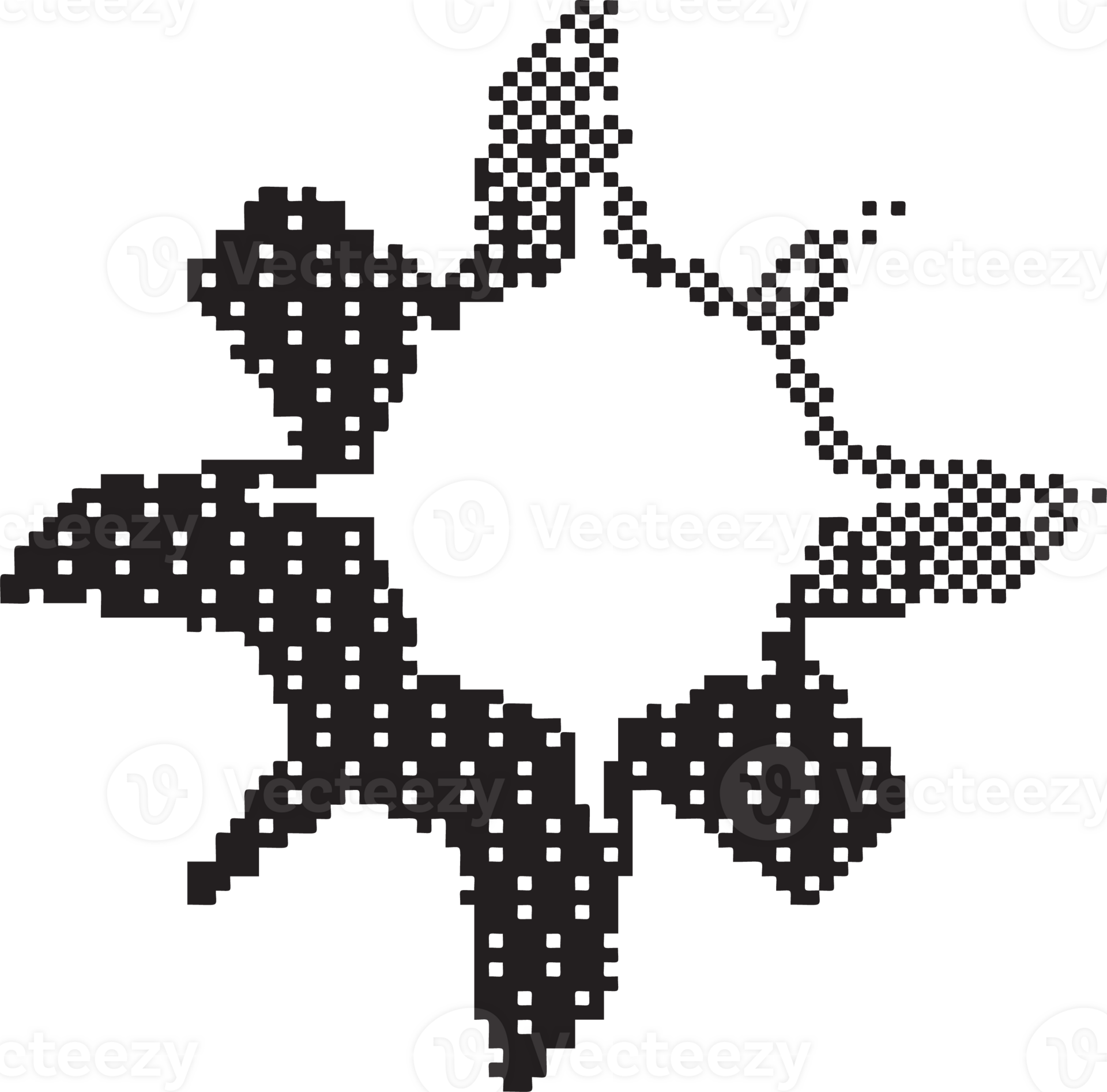 Bitmap pattern star shape. Halftone gradient element. Y2k graphic abstract icon. Dither noisy ...