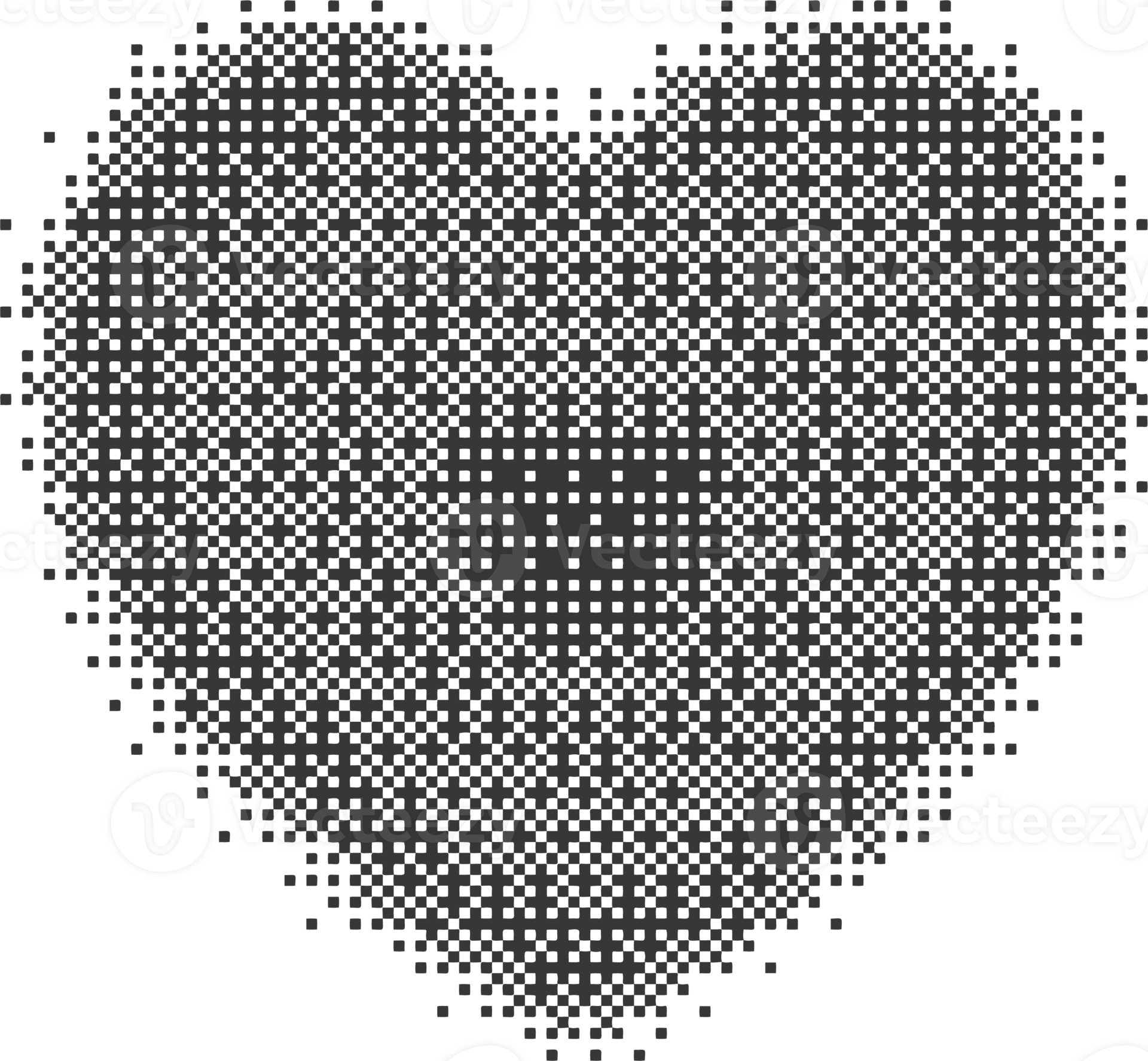 Pixel pattern shape. Textured with bitmap Y2k dither gradient. Retro heart with old computer ...