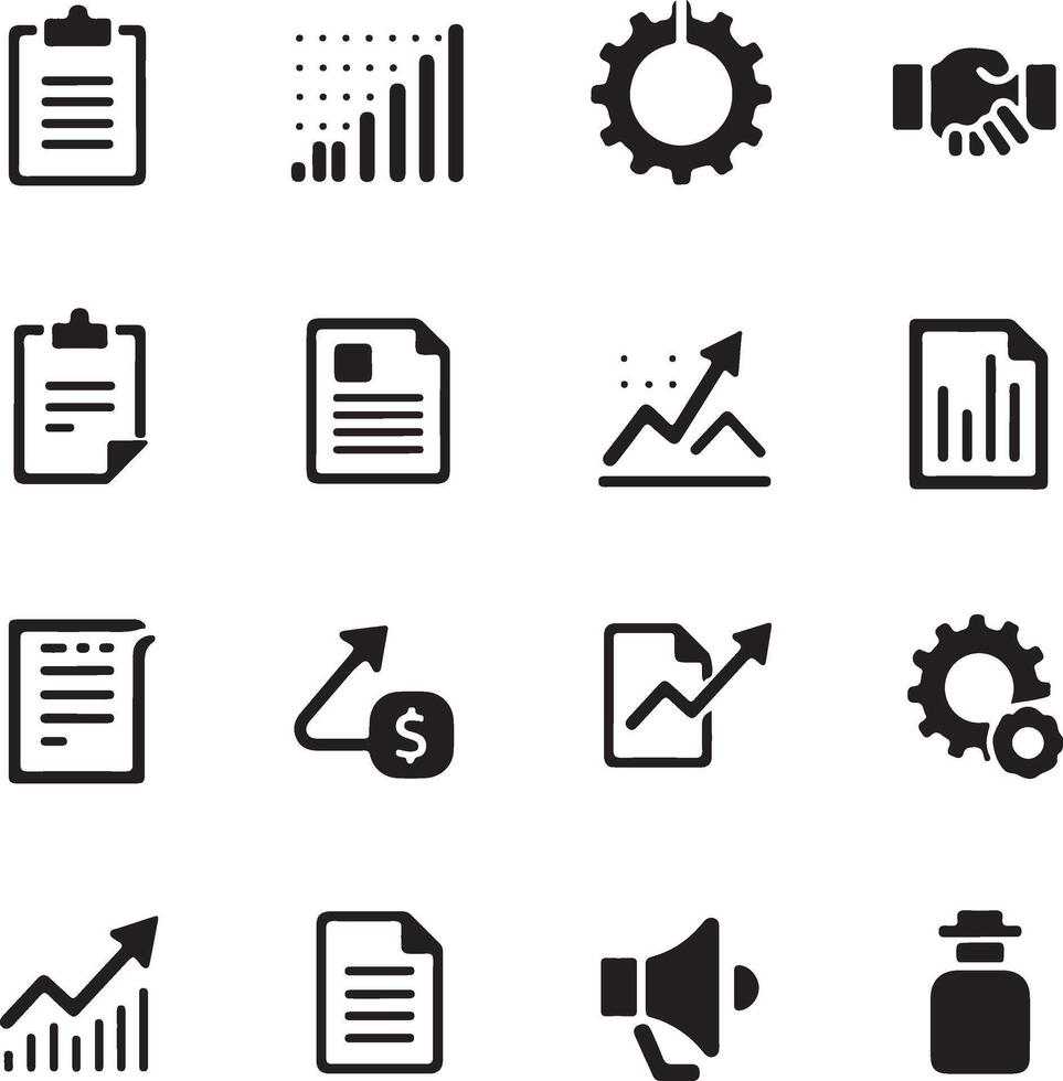 Business Finance Icon Set Charts, Documents 51947447 Vector Art at Vecteezy