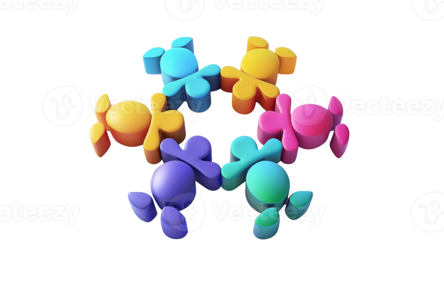 Abstract 3d Illustration Of Colorful Figures In A Circular Formation