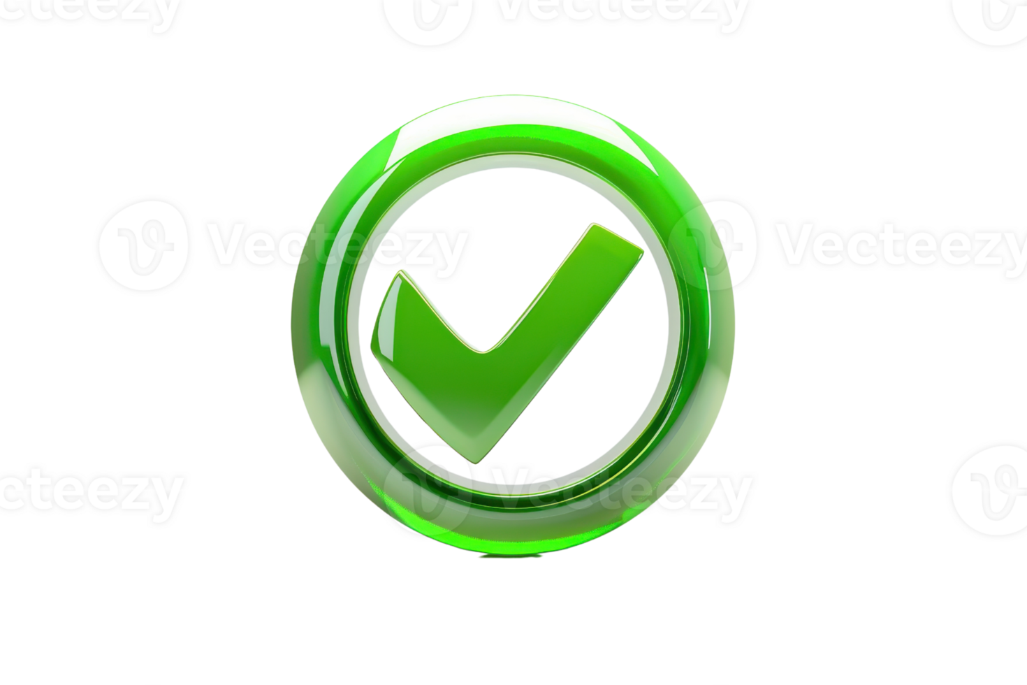 verde marca de verificación icono en un transparente fondo, simbolizando aprobación, éxito, o ...