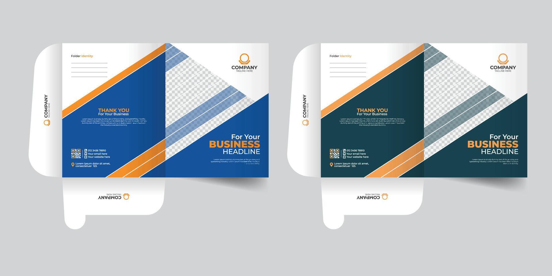 Corporate, modern, presentation folder design template, geometric ...