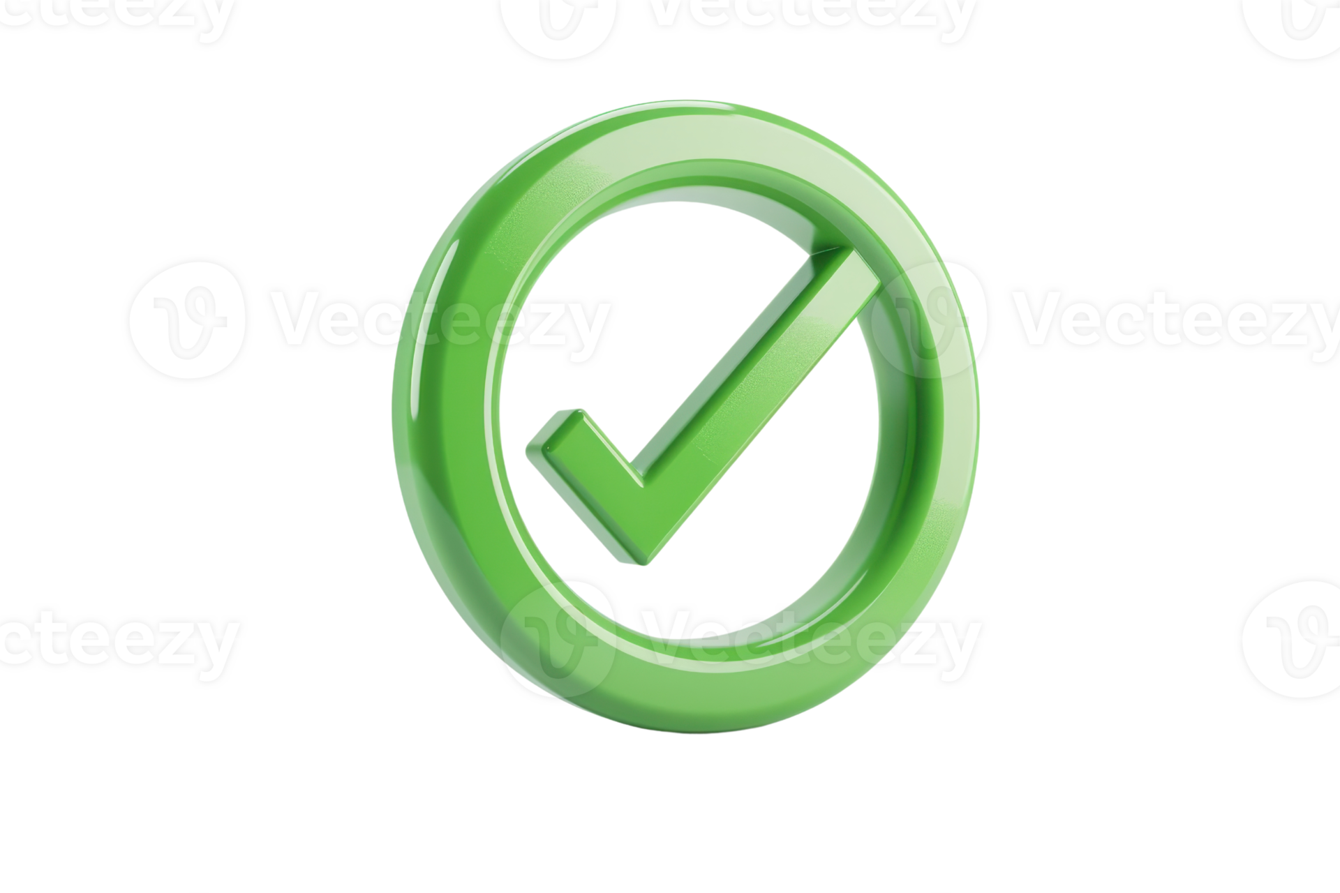 Green checkmark inside a circle, representing approval, success, or completion, isolated on a ...