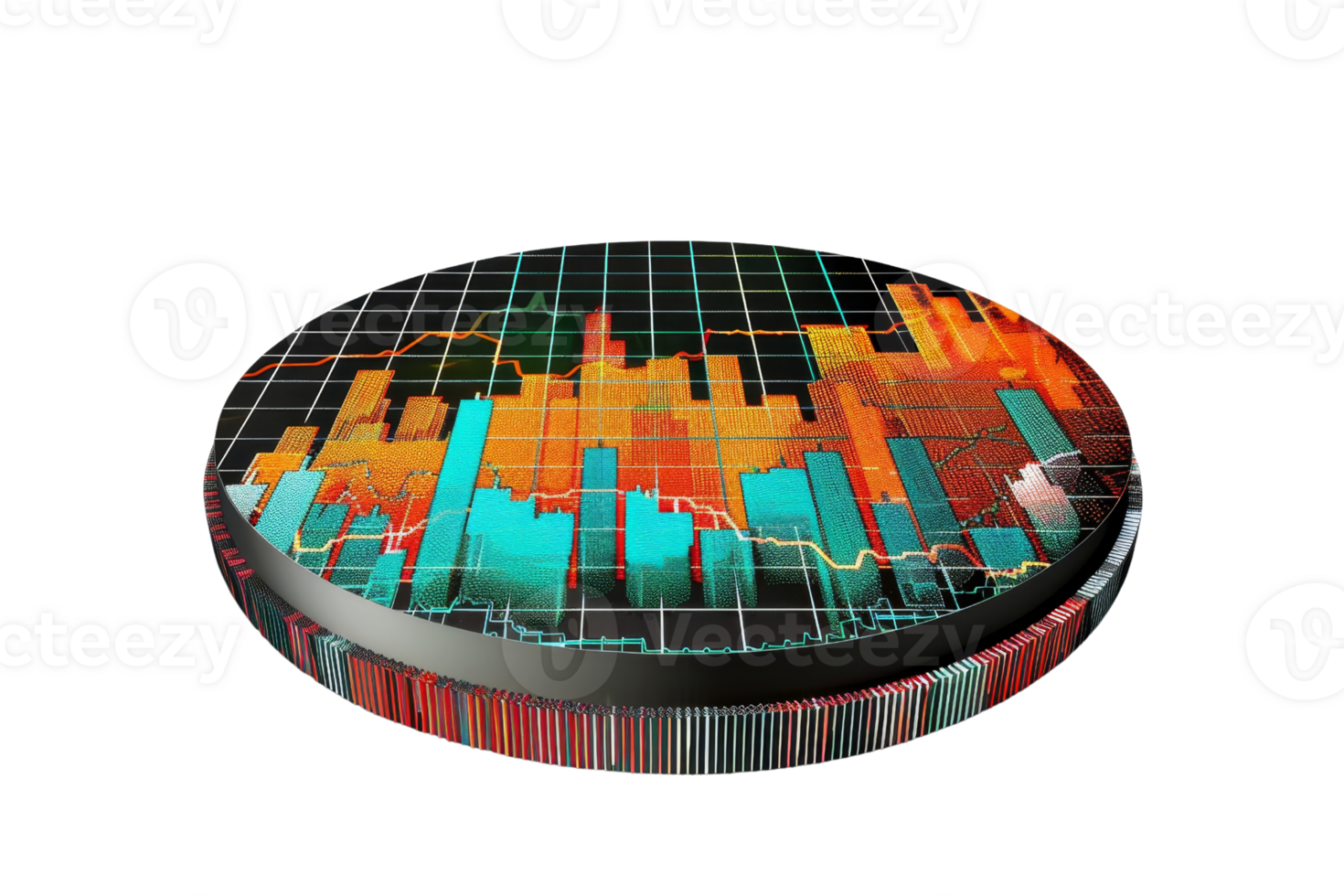 3d Data Visualization Graph Showing Fluctuating Market Trends In