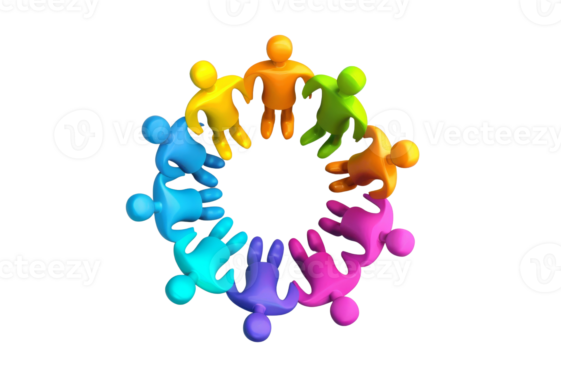 Colorful Abstract Illustration Of Interconnected Human Figures Forming A Circle Symbolizing