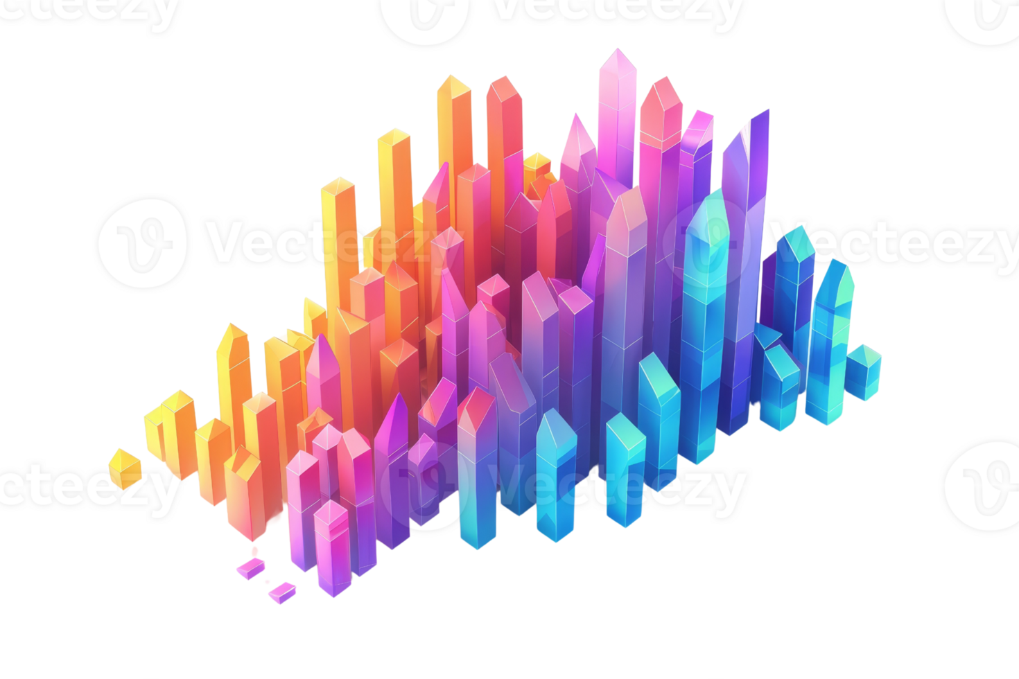 Colorful Abstract 3d Bar Graph Representation With Gradient Effect