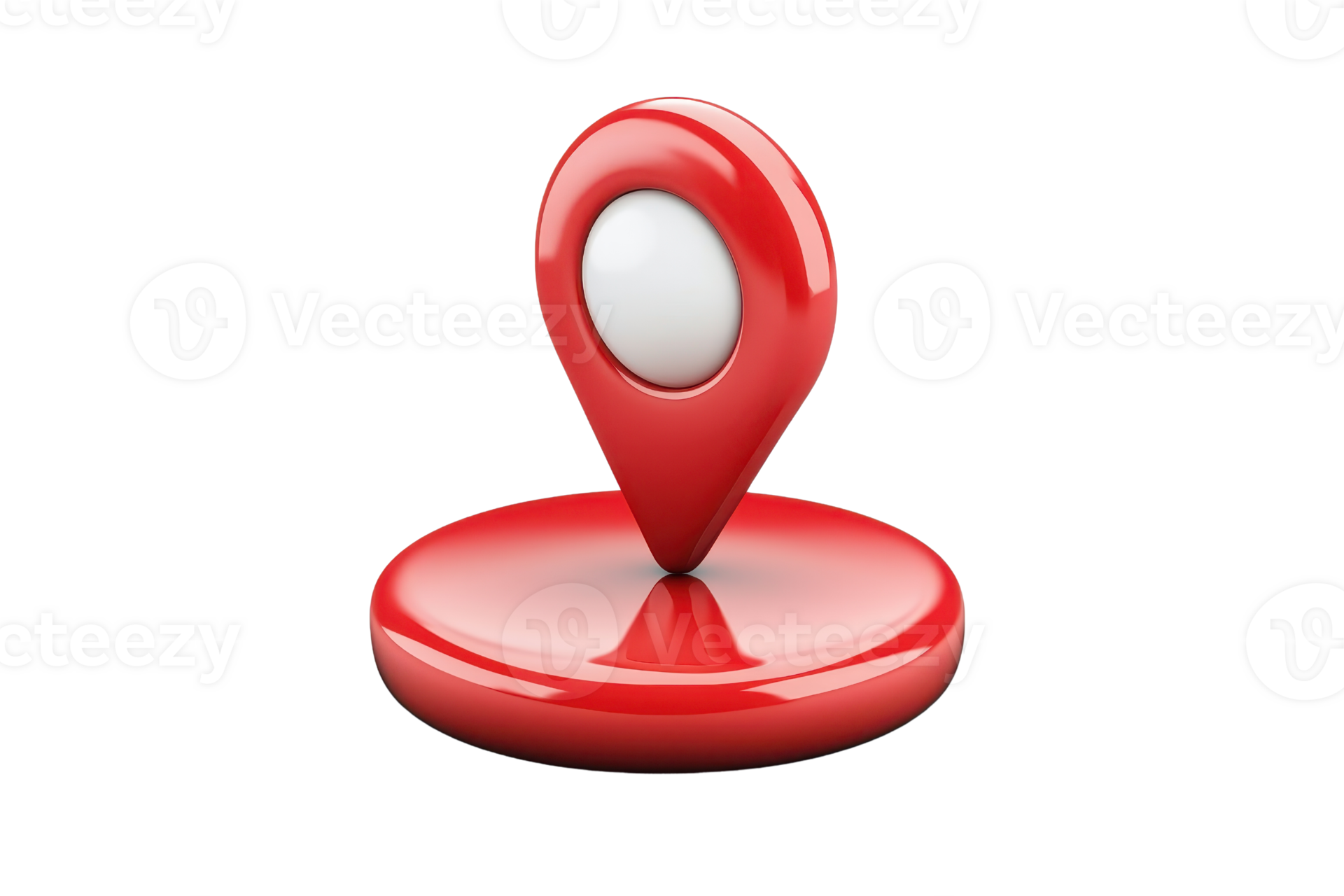 3D red location pin icon isolated on transparent background. Modern map marker or GPS symbol for ...