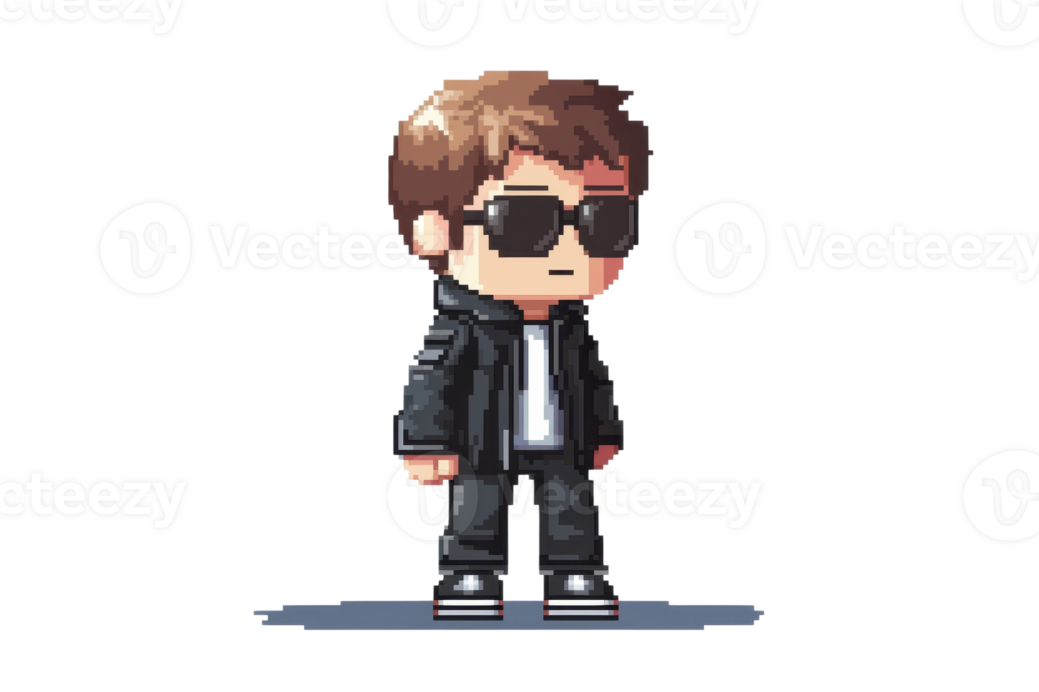 Cool Pixel Art Character With Sunglasses And Black Outfit Modern And Stylish Game Avatar