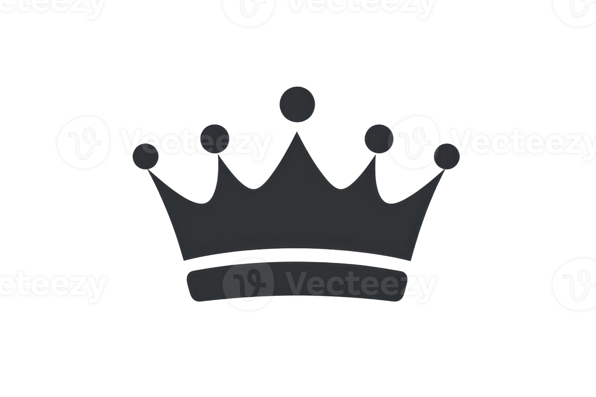 Simple black crown icon with five points on a transparent background, perfect for royalty or ...