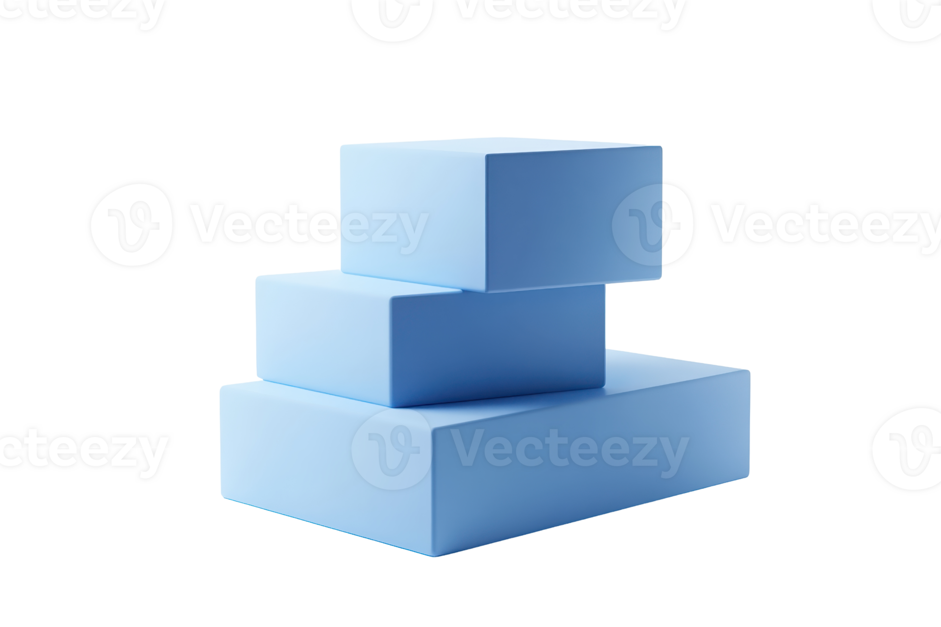 Minimalist blue rectangular blocks stacked in a geometric pattern on a transparent background ...