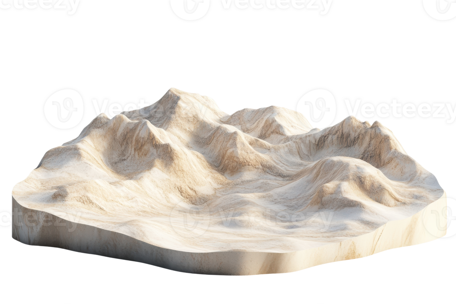 3D terrain model showcasing detailed land elevation and topography, ideal for geographical and ...