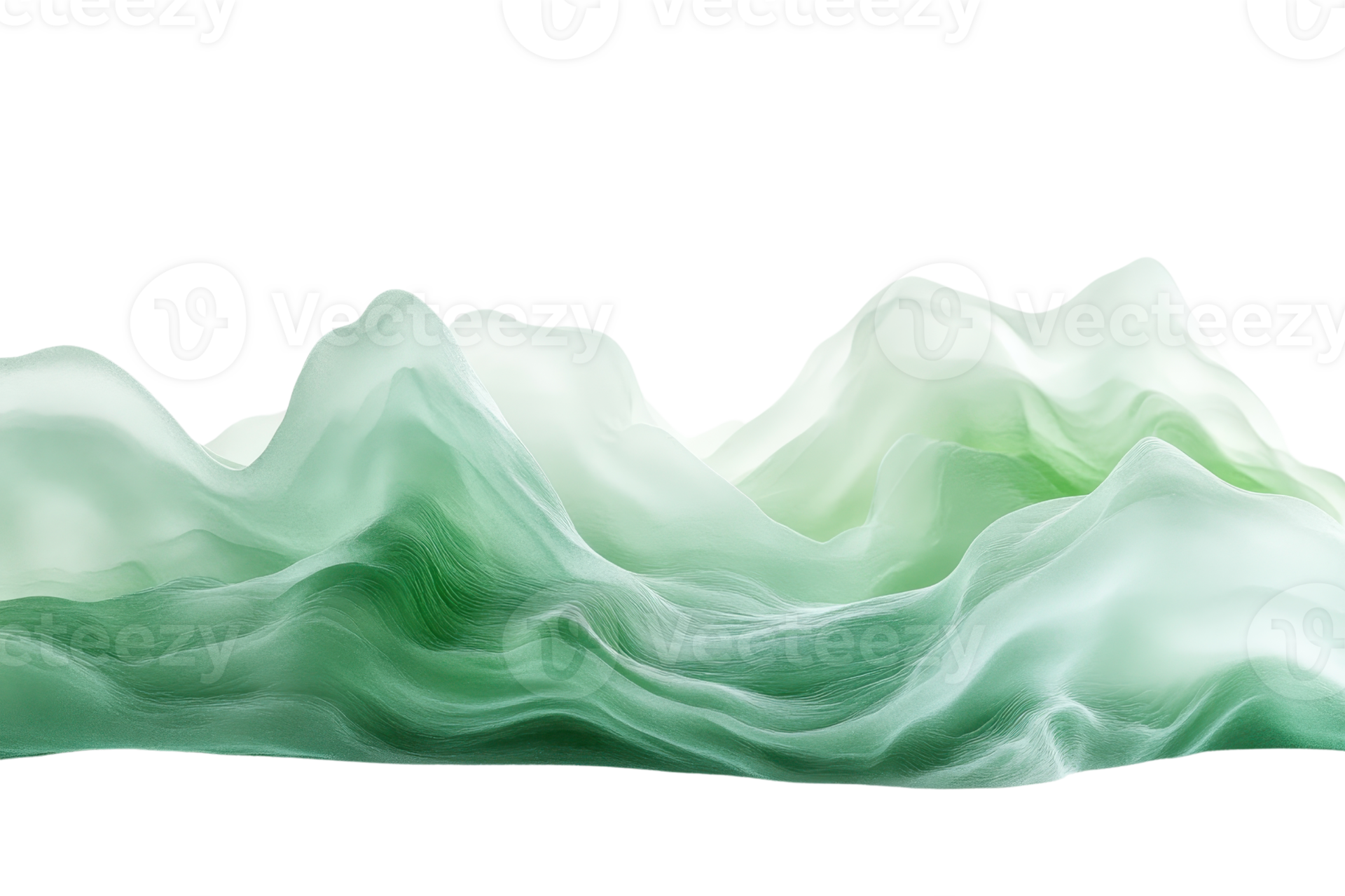 Abstract green wavy layers creating a serene, flowy landscape, perfect for creative backgrounds ...