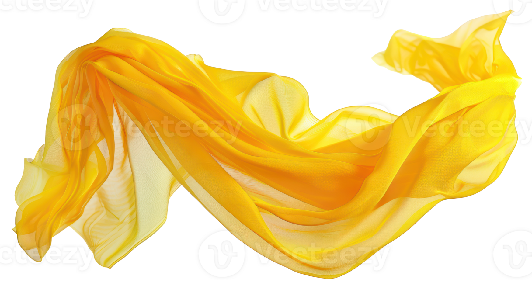 Floating Yellow Fabric Blowing Isolate On Transparency Background