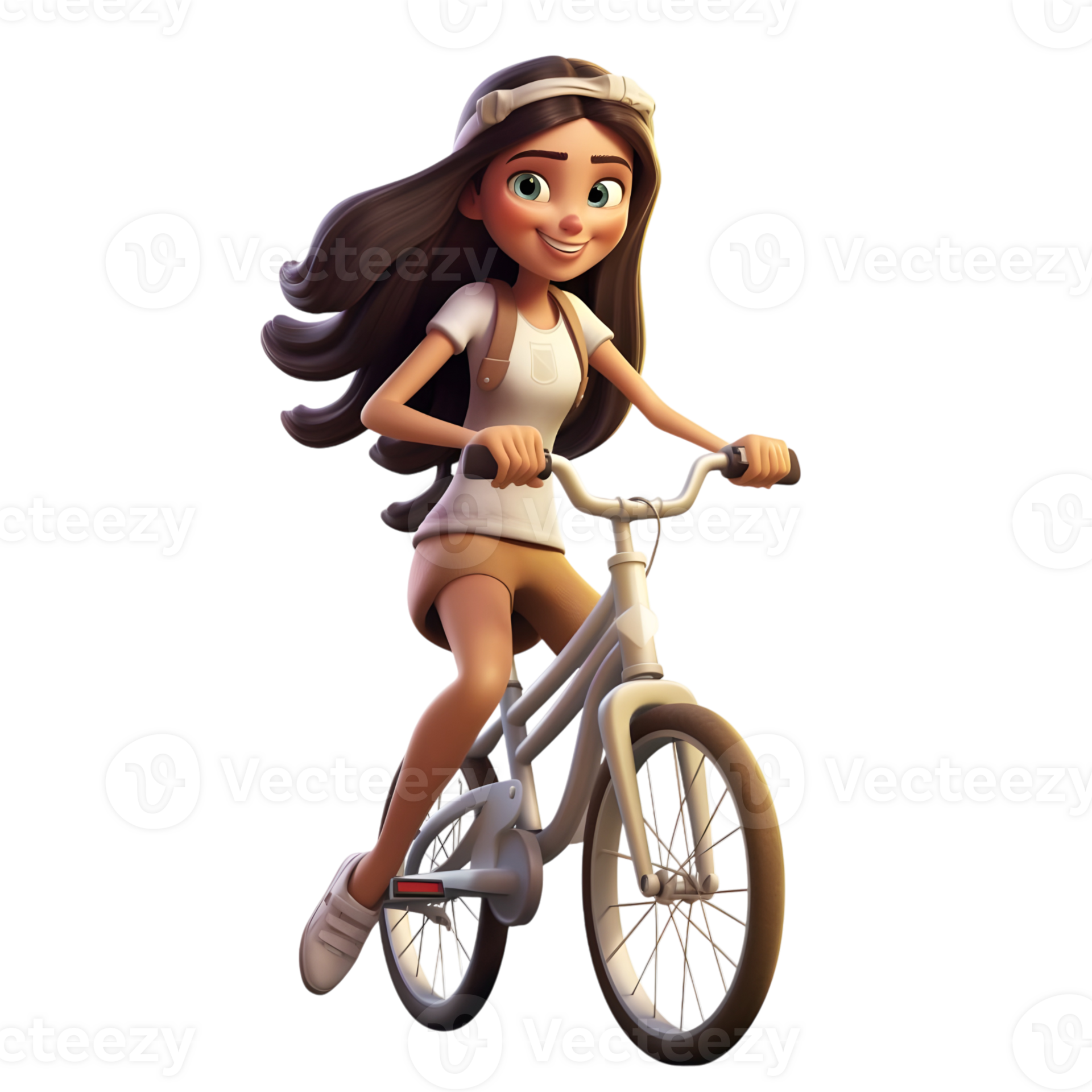 Animated 3D Cartoon Girl Riding Bike on Adventure Trail 51966219 PNG