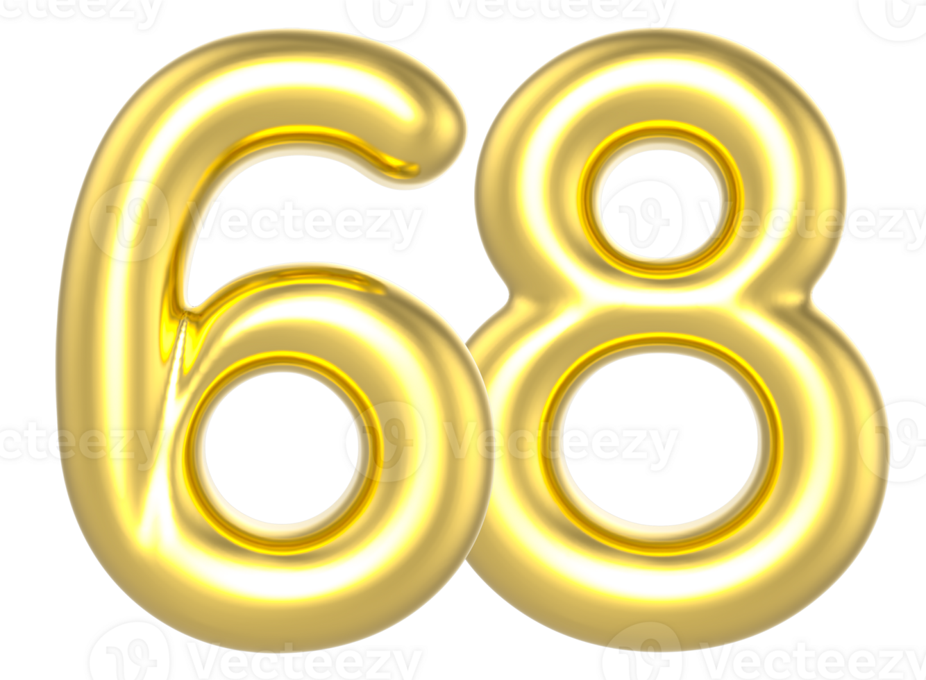 68 Number Gold Render 51989932 PNG