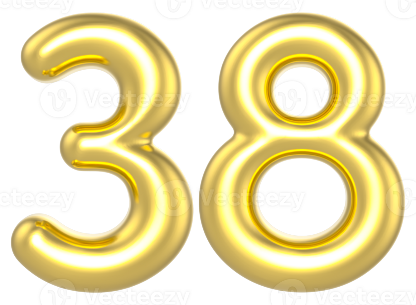 38 Number Gold Render 51989949 PNG