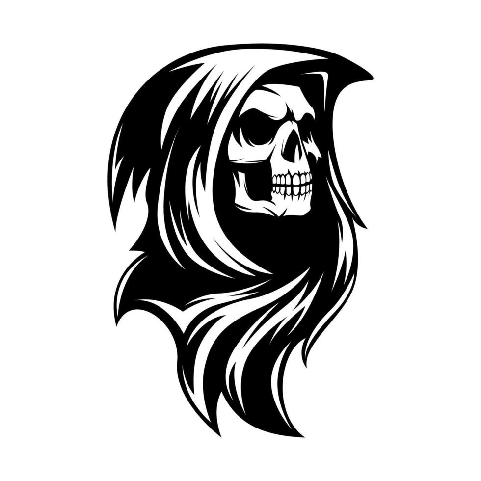 Grim Reaper Logo Illustration Grim Reaper Black And White 52001204 Vector Art At Vecteezy