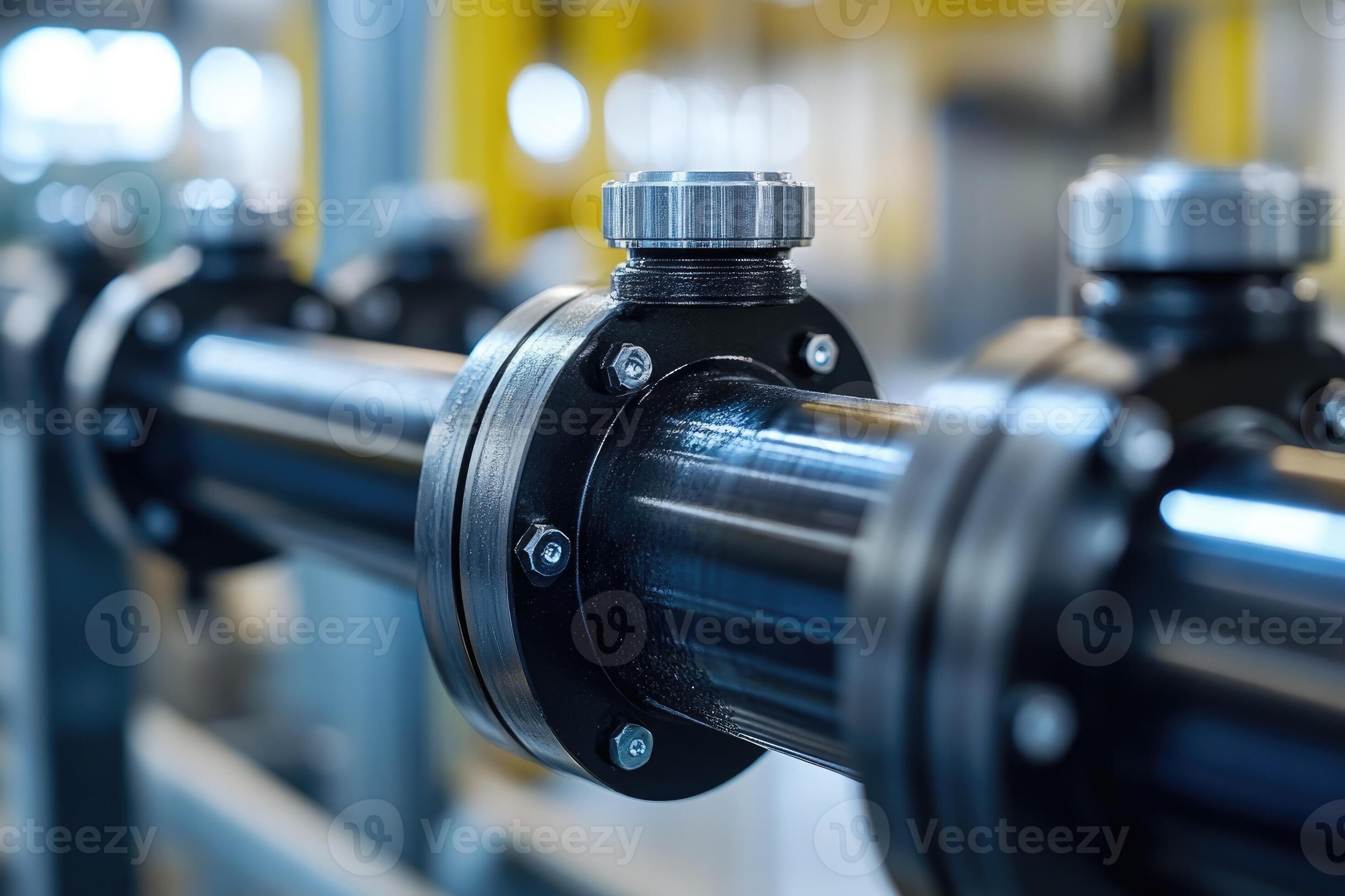 Industrial Pipeline System With Flanges And Valves Connecting Pipes In