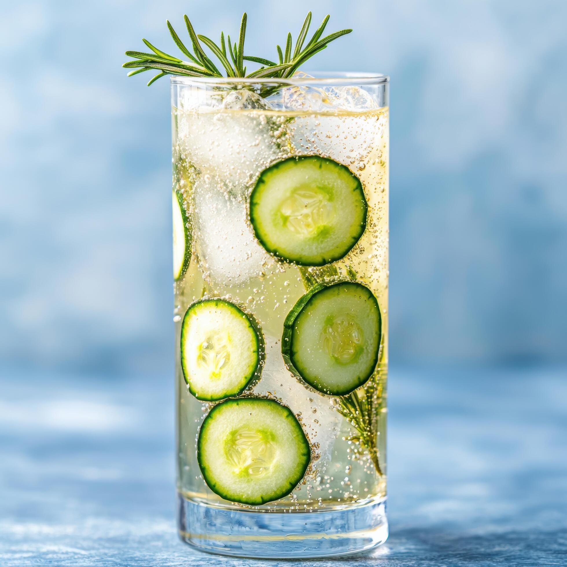 refreshing cucumber and rosemary infused sparkling water 52008795 Stock Photo at Vecteezy