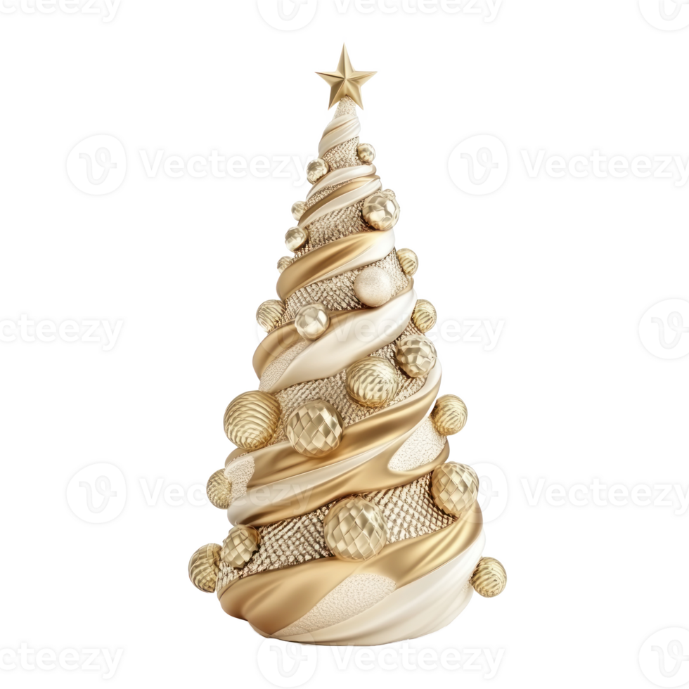 Gold Elegant christmas tree 3D isolate on transparent background 52010188 PNG