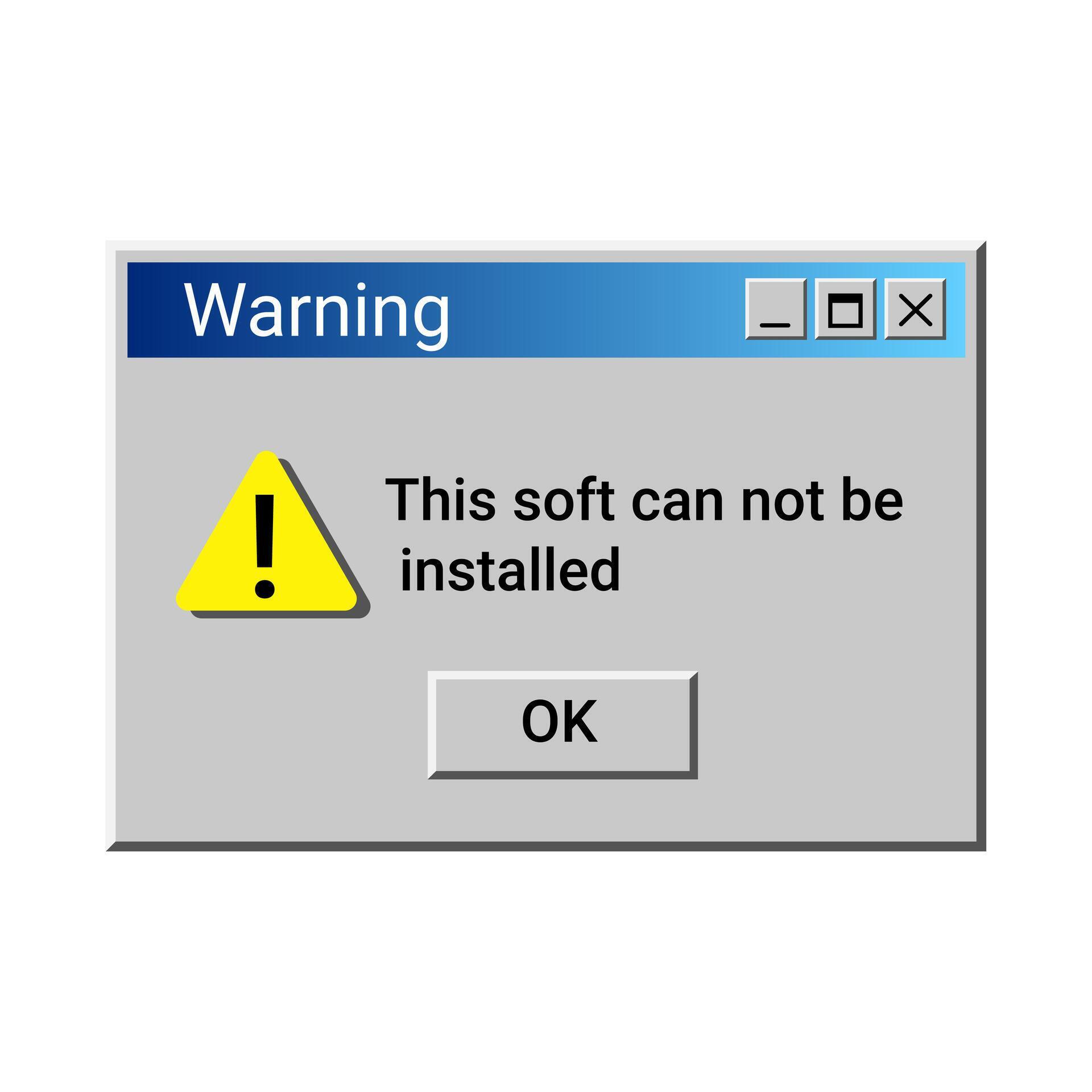 Old Warning Notification Retro Warning Pop Up Window Soft Can Not Be