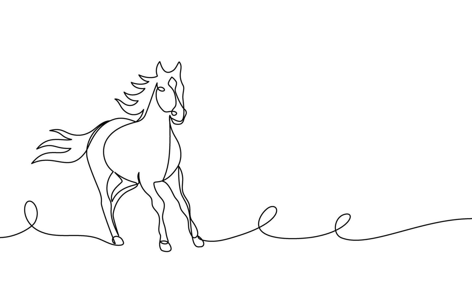 bandera continuo uno línea dibujo Galopando caballo. pezuña animal ... bandera continuo uno línea dibujo Galopando caballo. pezuña animal ...