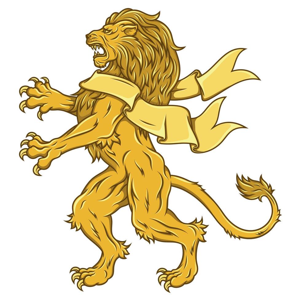 Rampant lion with pennant 52041636 Vector Art at Vecteezy