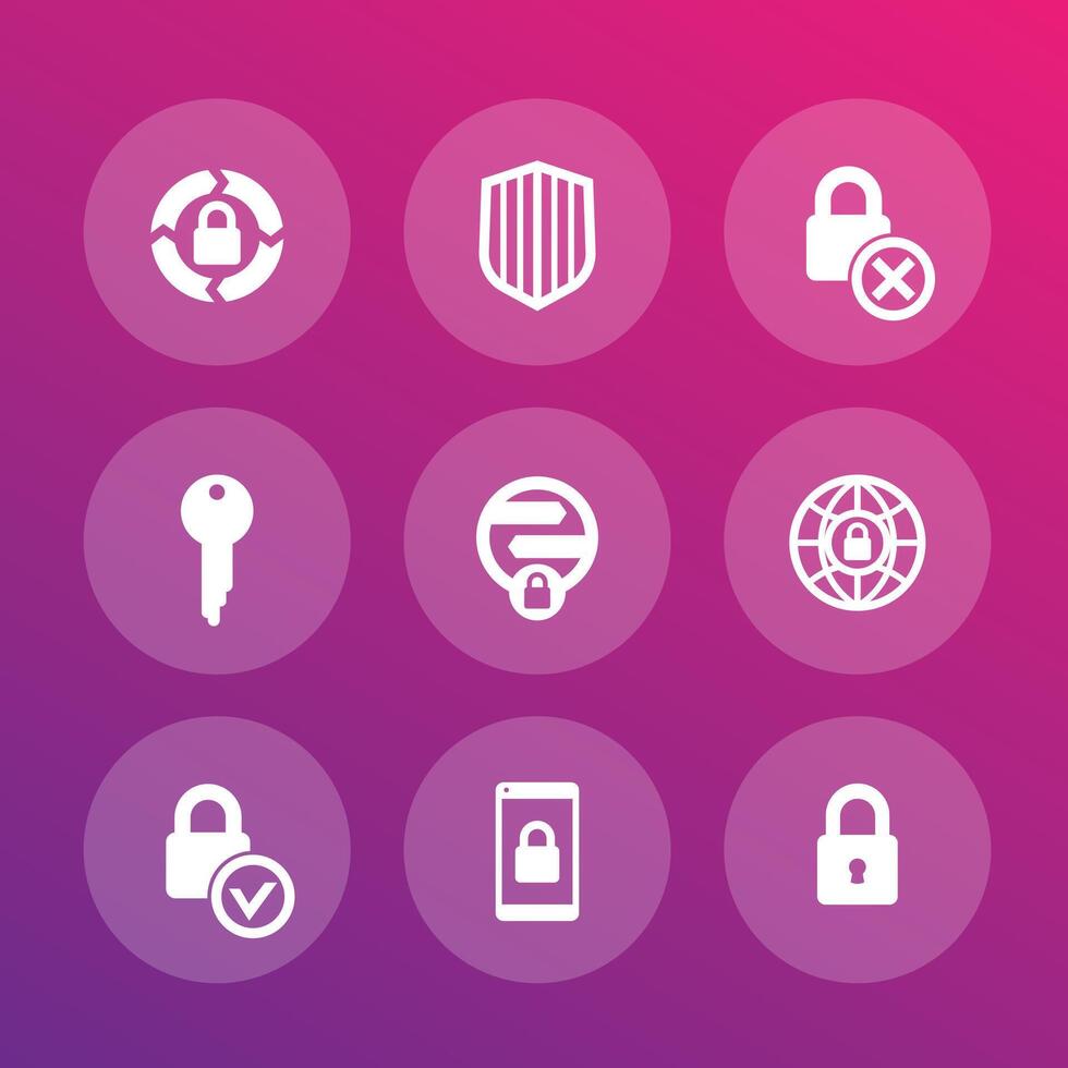 Security Icons Set Secure Transaction Online Safety Firewall Key Lock Shield 52043740