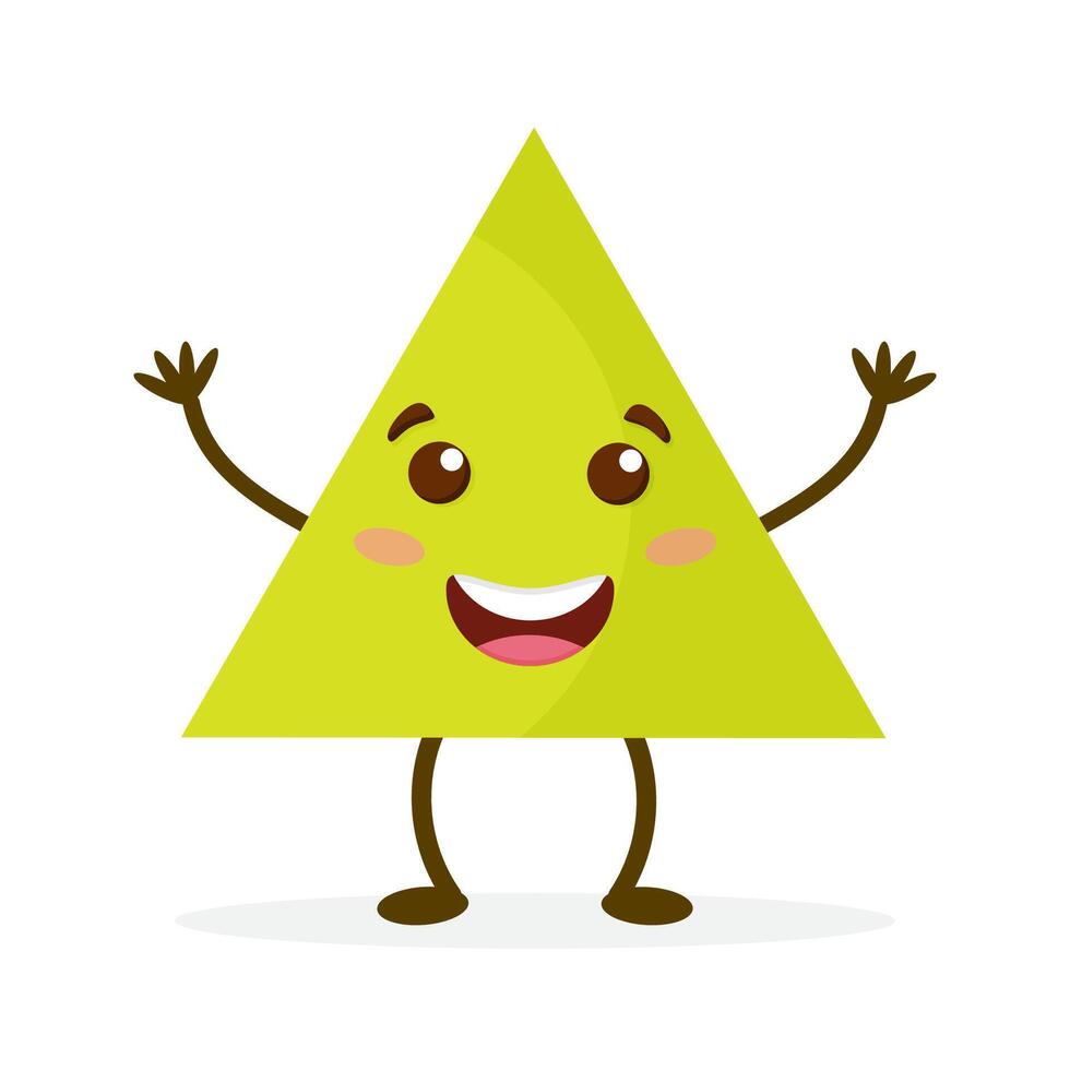 Cartoon triangle with legs and arms. Cute Geometric figures learning ...