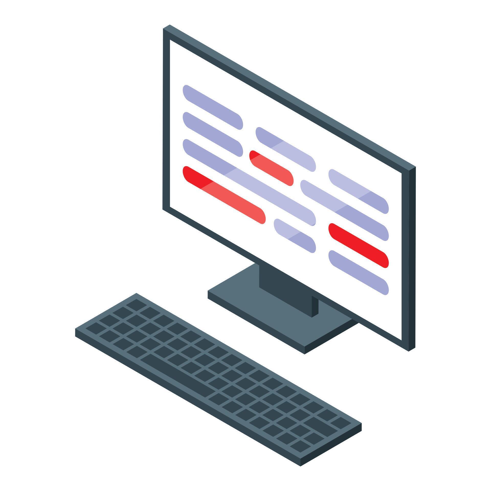 Computer showing debugging process with highlighted errors on screen ...